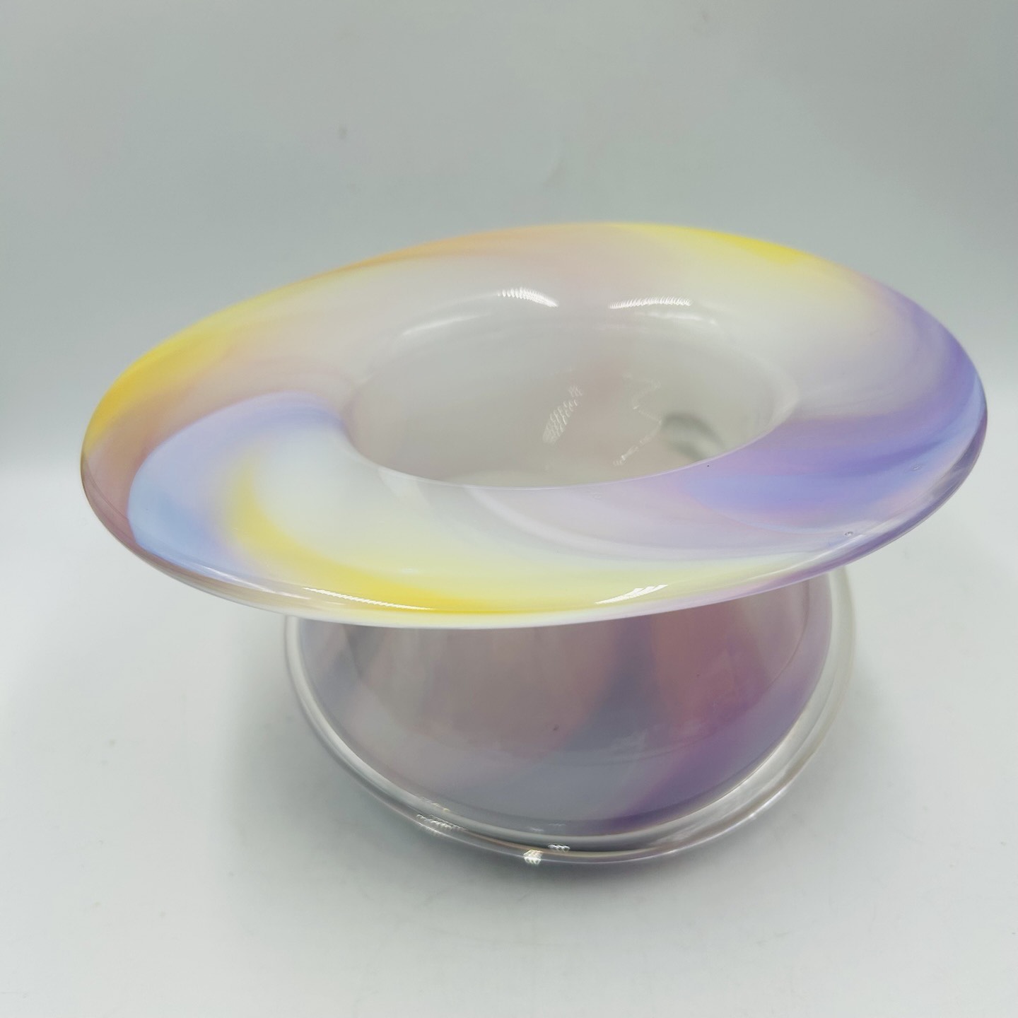 2004 Susan Anne Glass Blown Glass Vase In Opaline Pinks Purple And ...