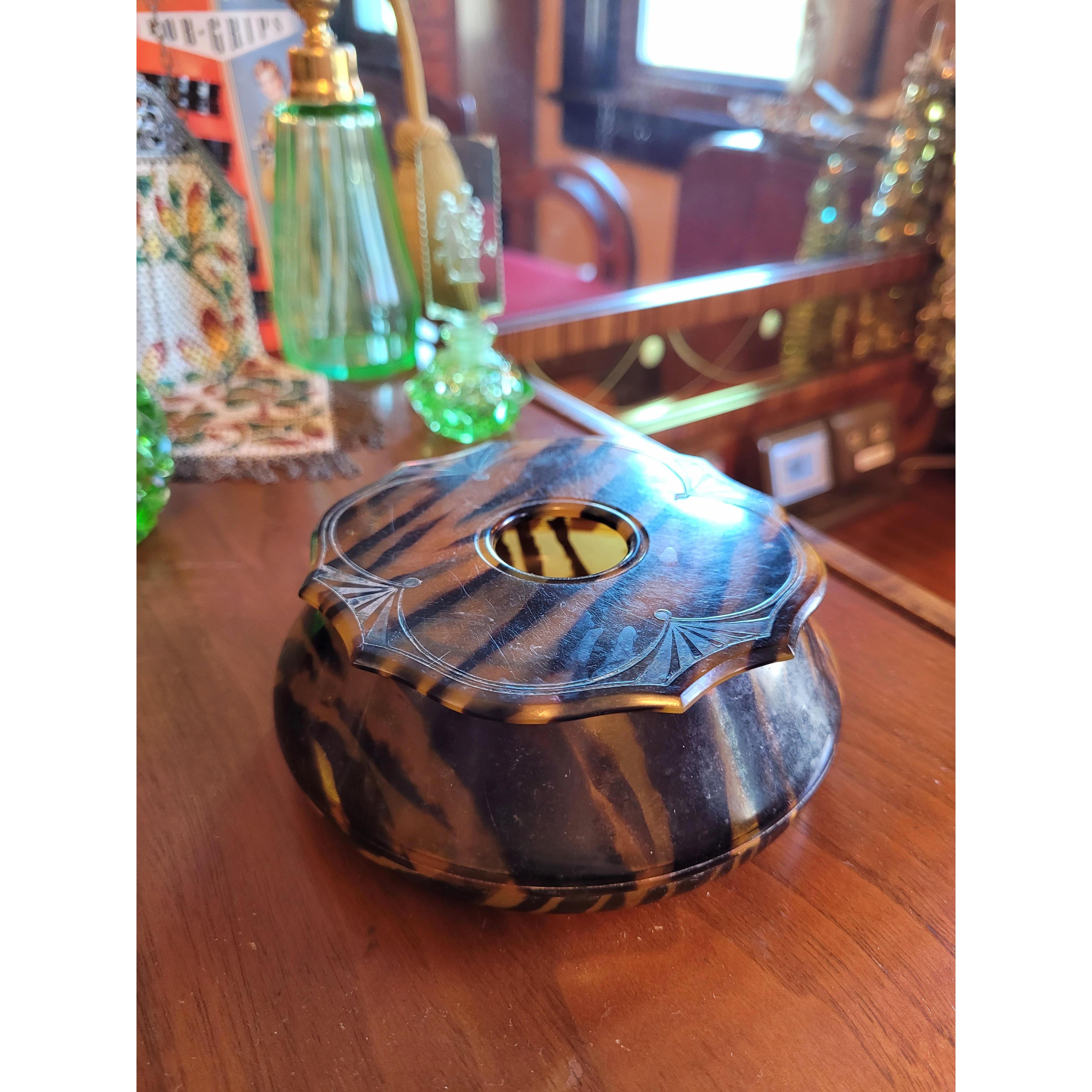 Vintage Faux Tortoise Shell Celluloid Round Brown Hair Receiver