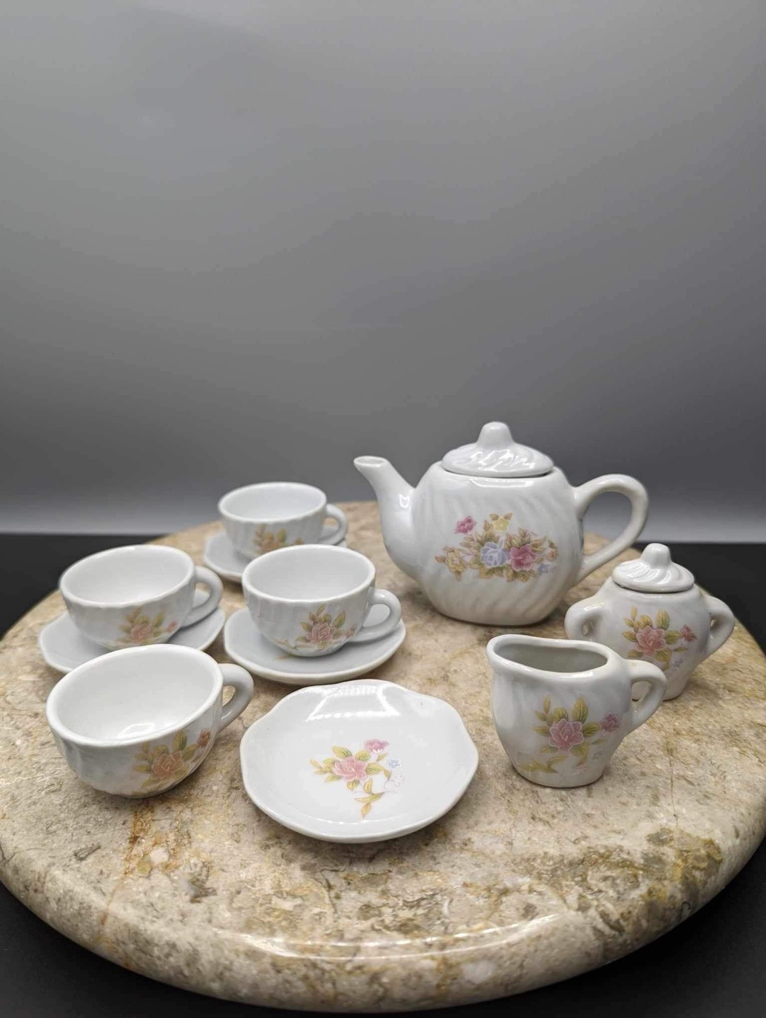 Miniature Porcelain Tea Set 13 Pcs. Floral Made In China
