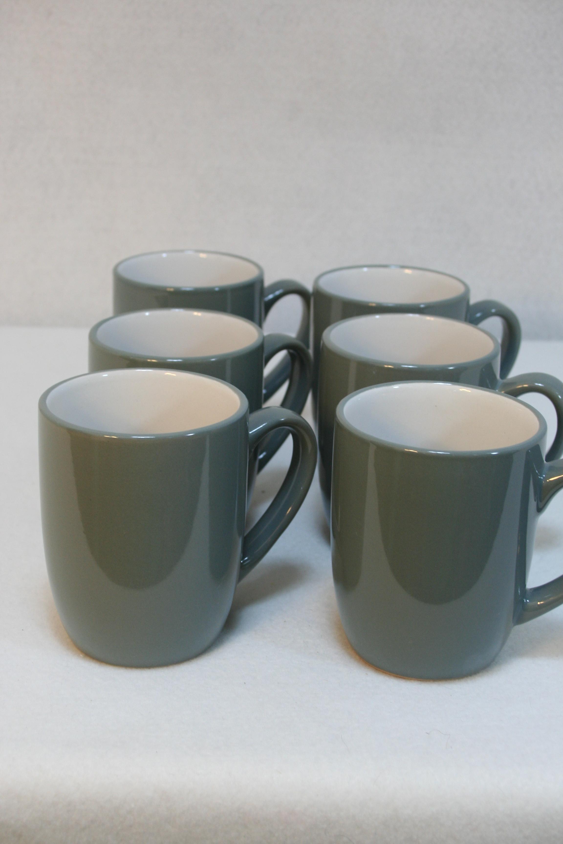 Royal Norfolk Gray 12 oz Ceramic Coffee Tea Mugs Set of 6