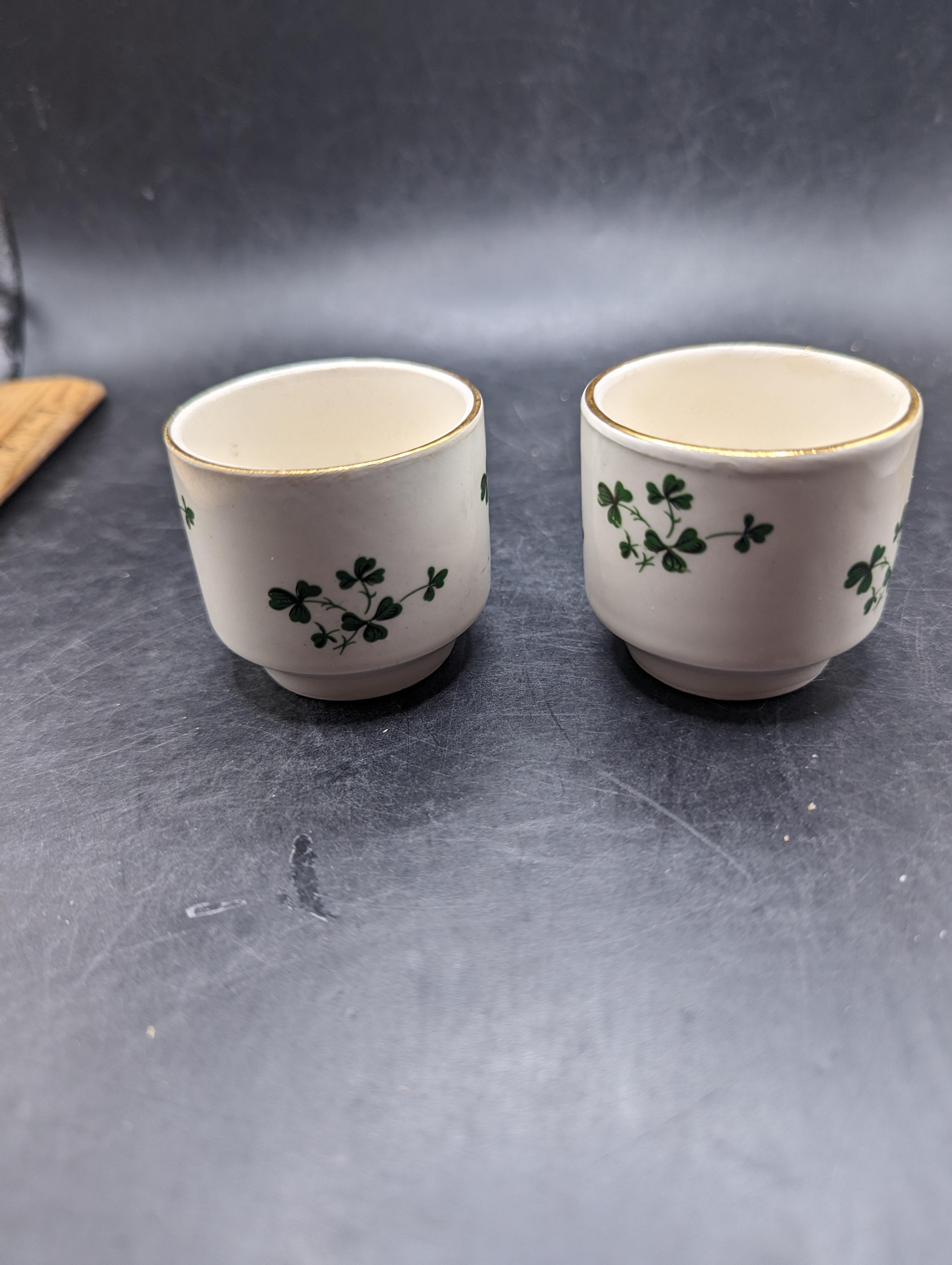 Vintage Carrigaline Pottery Ireland Shot Cups Shamrock Made In Ireland ...