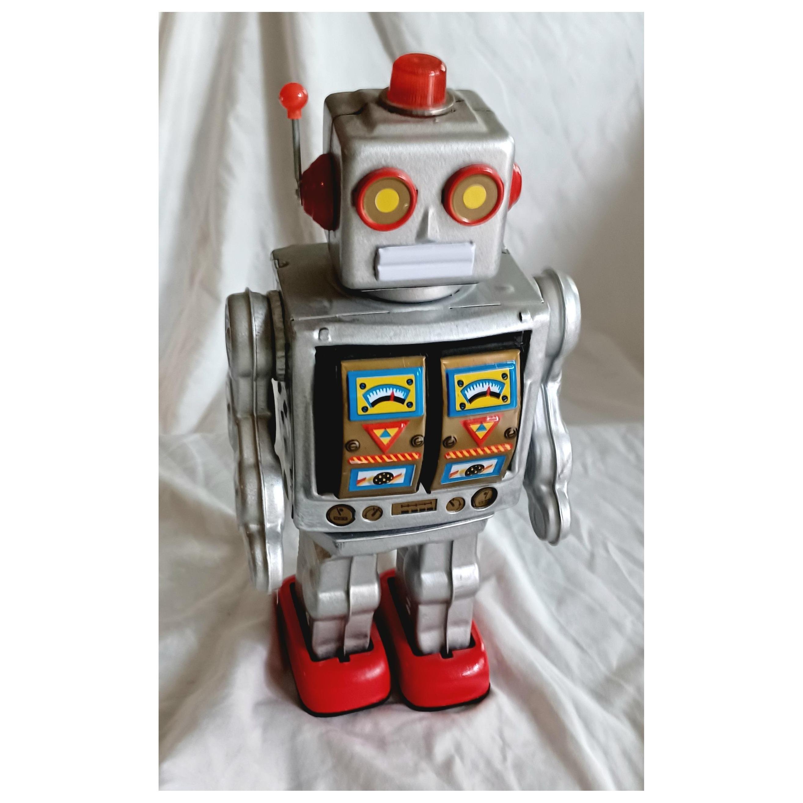 SPACE WALK MAN 12" ROBOT TIN TOY FIGURE, ME-100 SILVER BATTERIES ...