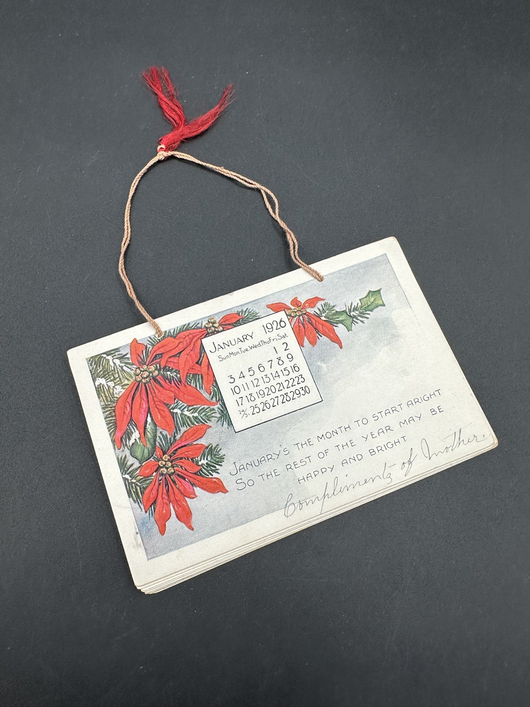 Vintage Floral 1926 Calendar With Quotes