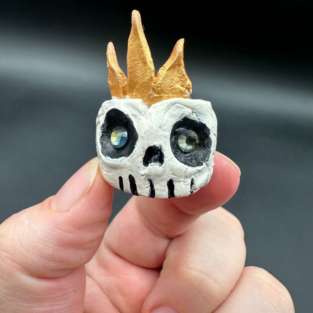 “Mario The Magnificent Skully King” Handcrafted Miniature Clay Figurine ...