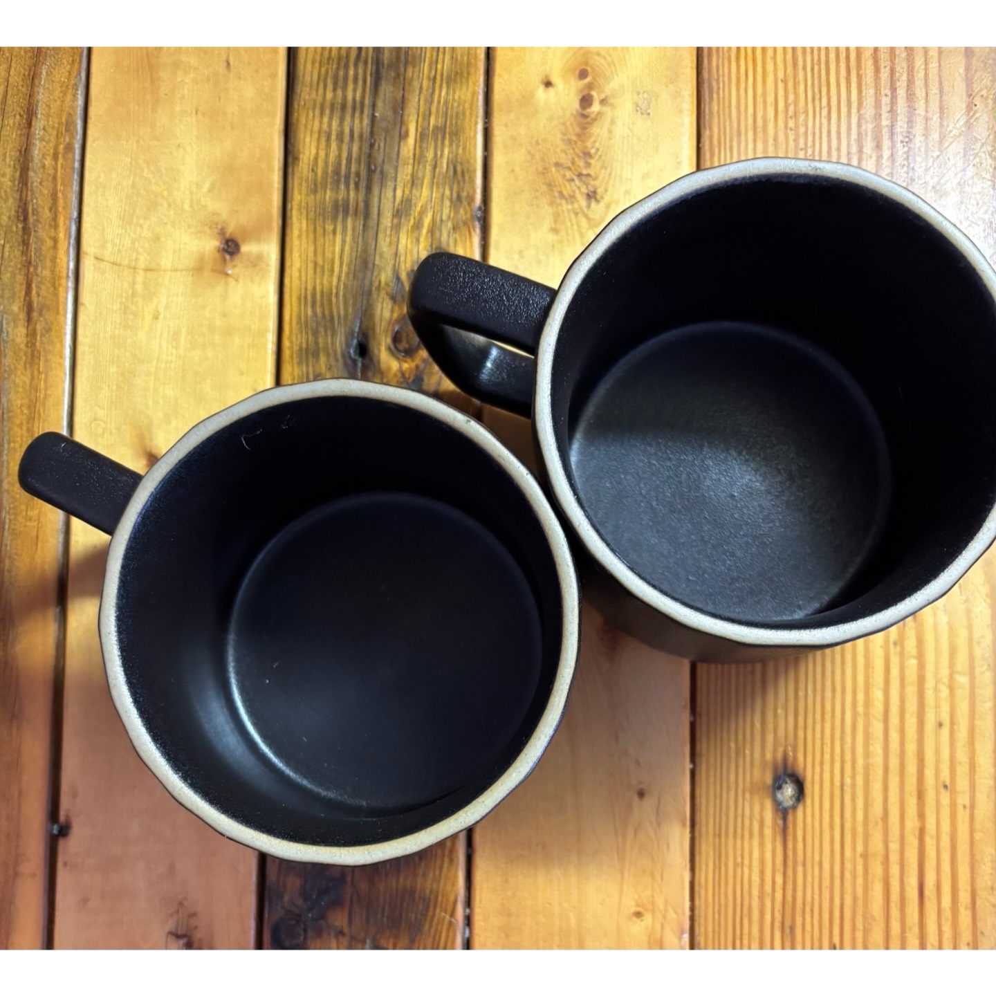 Hearth & Hand Black Stoneware Set of Two Mugs 4”x 3”
