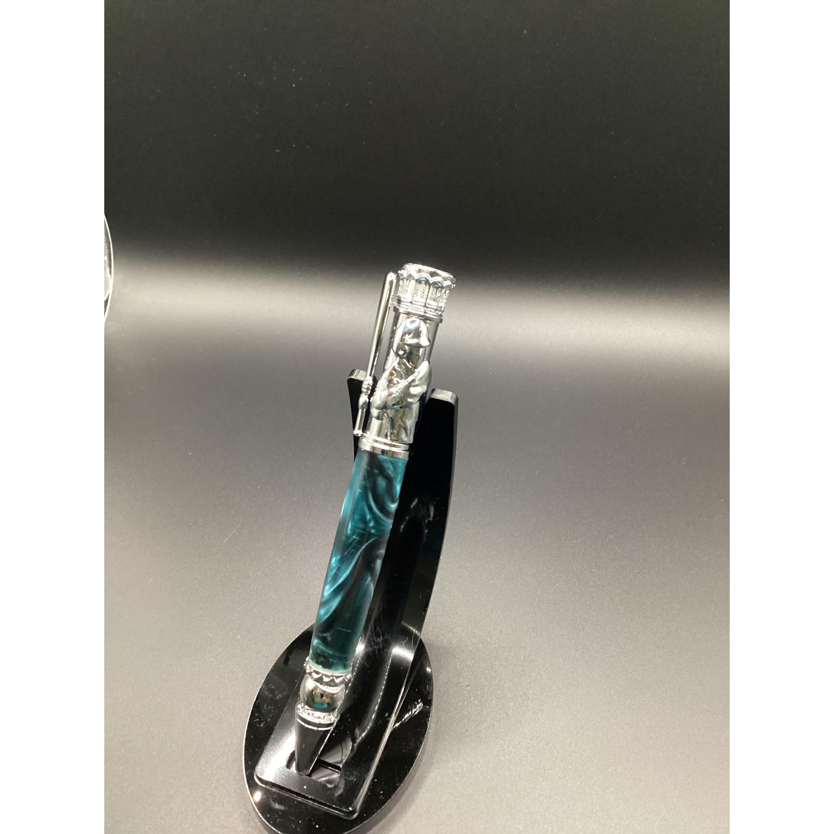 Handcrafted base Baseball-Themed Marbled Acrylic Ballpoint Pen. Pen only