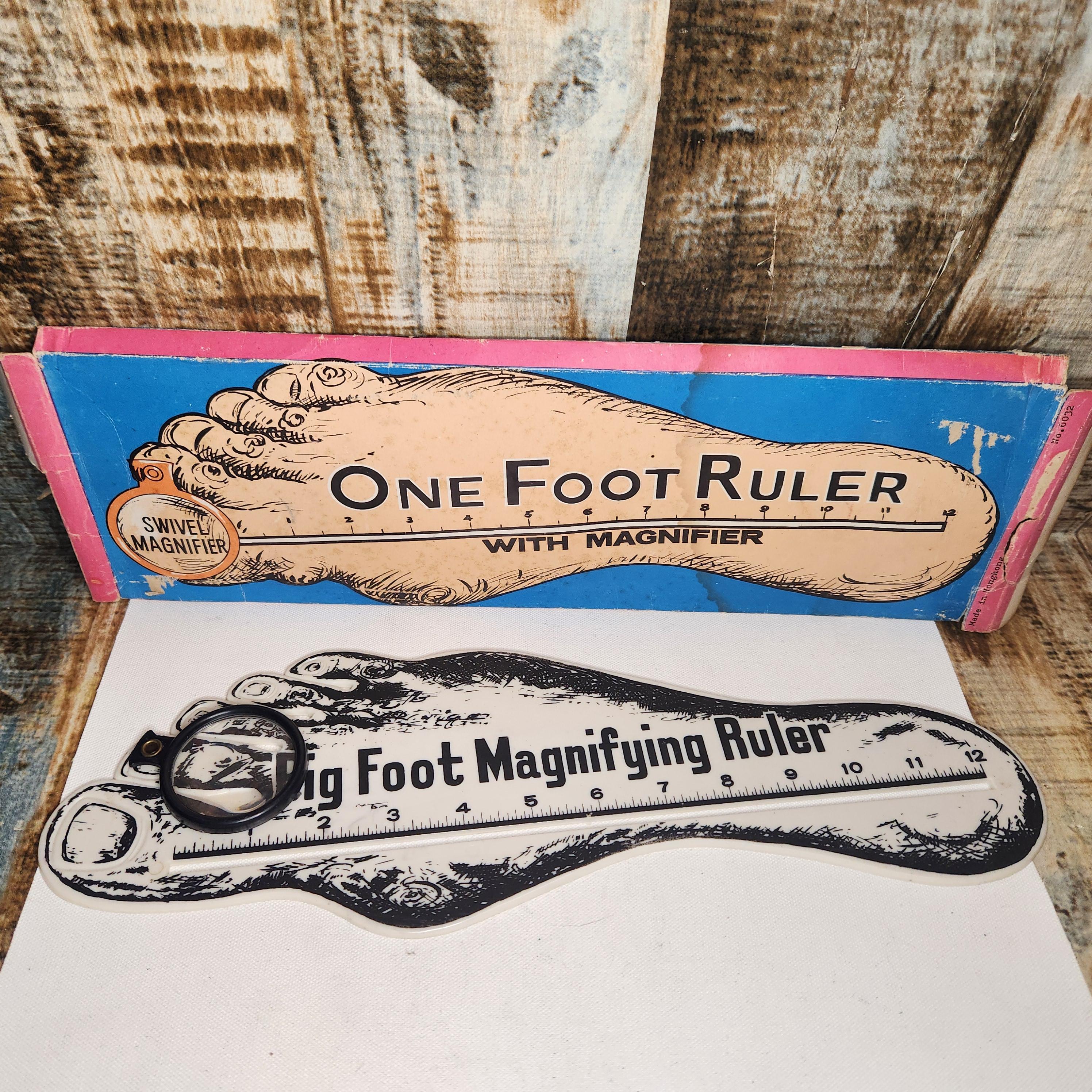 Vintage Big Foot Shaped Magnifying Ruler 12" 1 Foot Ruler With Box Novelty