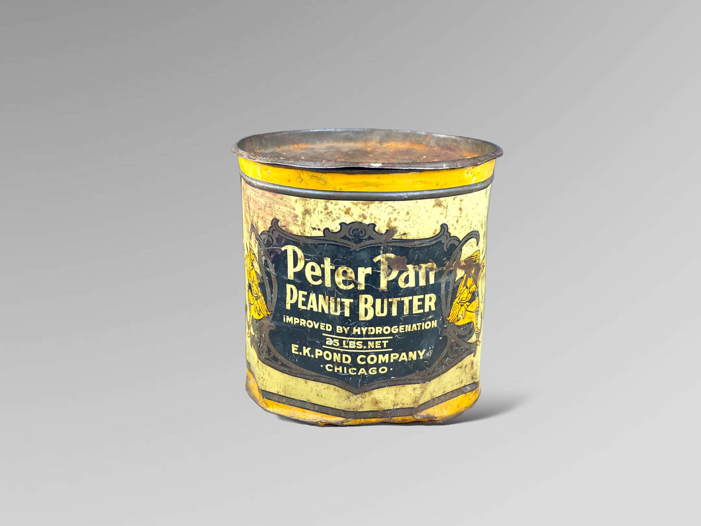 Peter Pan Peanut Butter 25 POUND Large Tin 1920s Antique