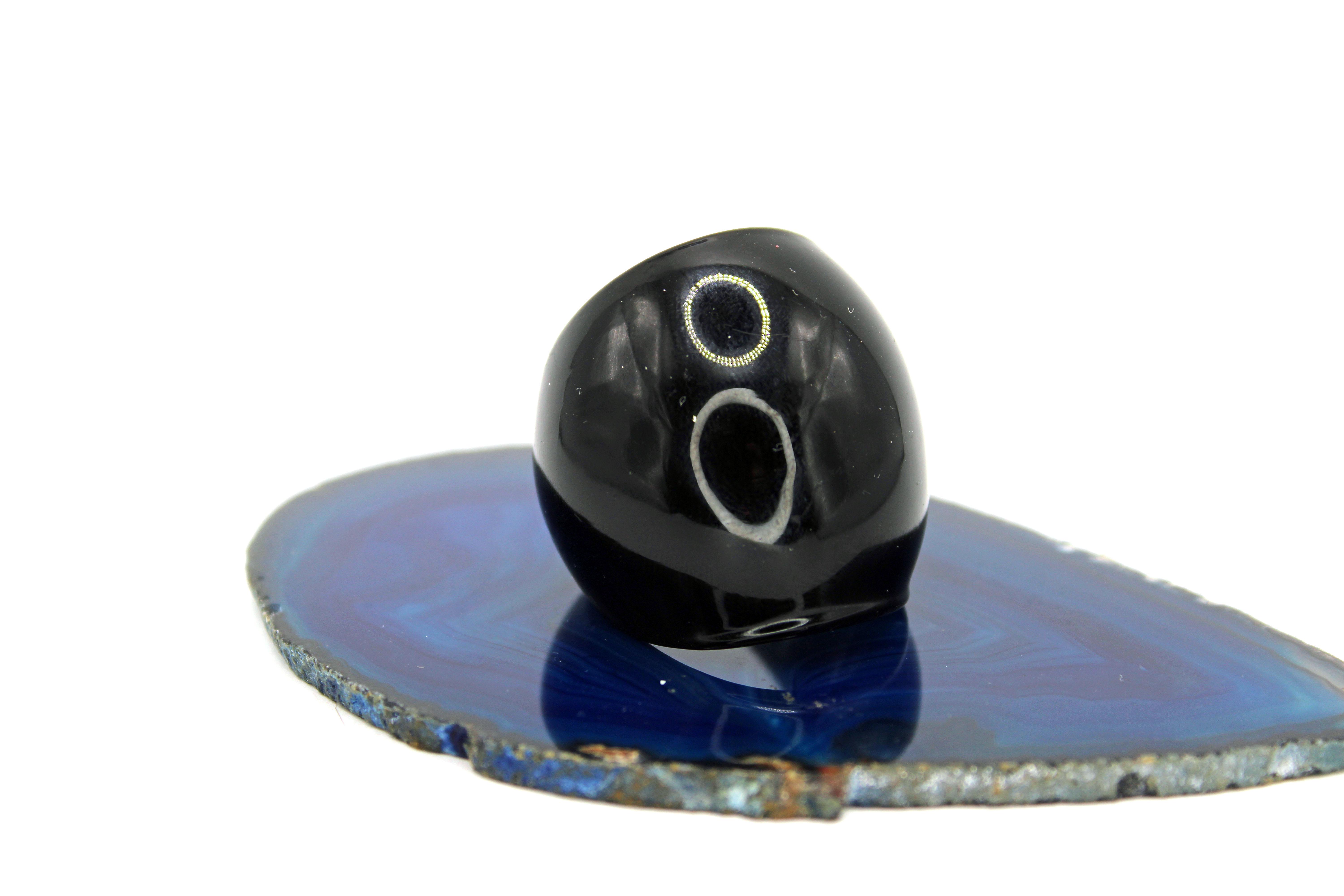 1970's Handblown Black Glass Ring