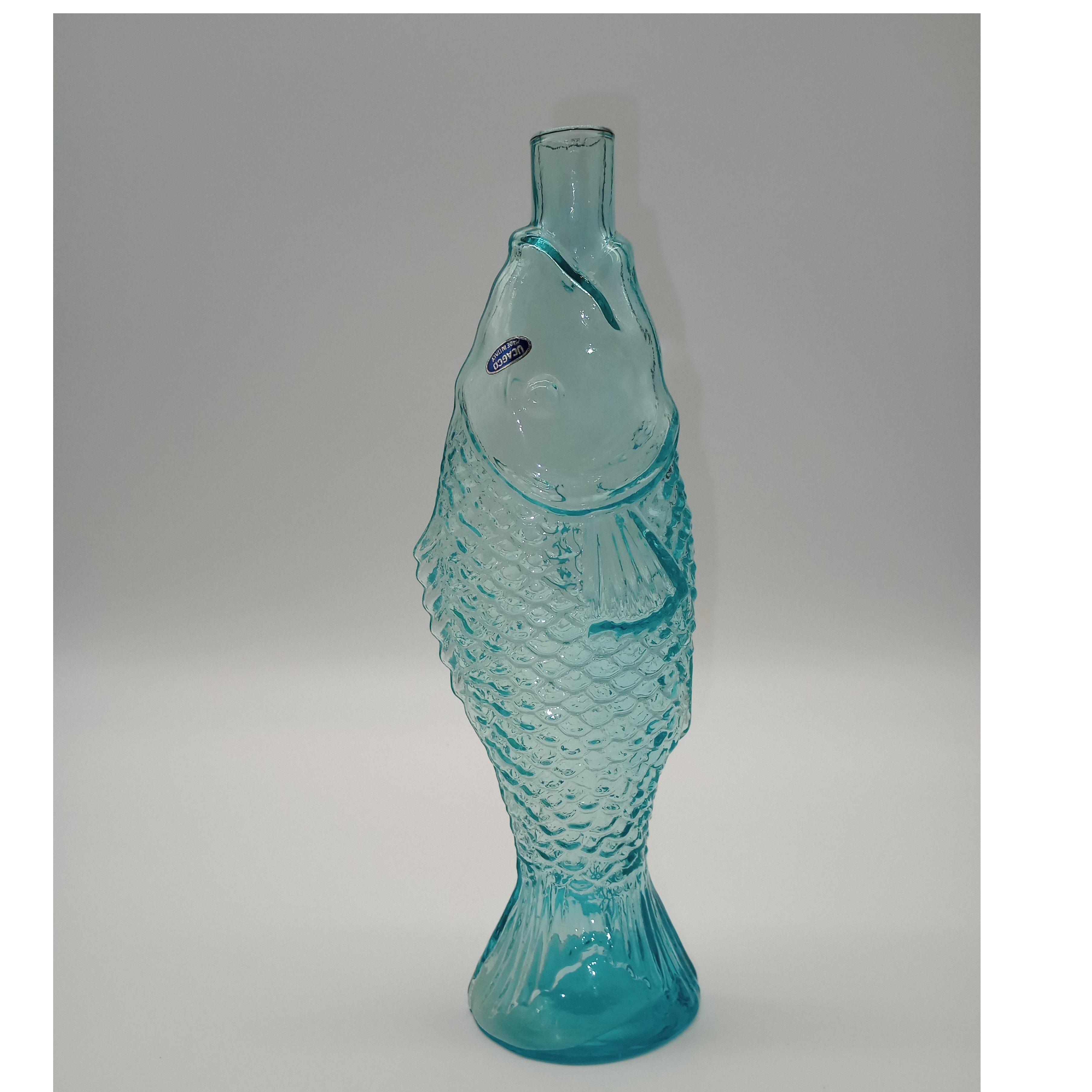 Vintage Italian,Blue Glass Fish Bottle