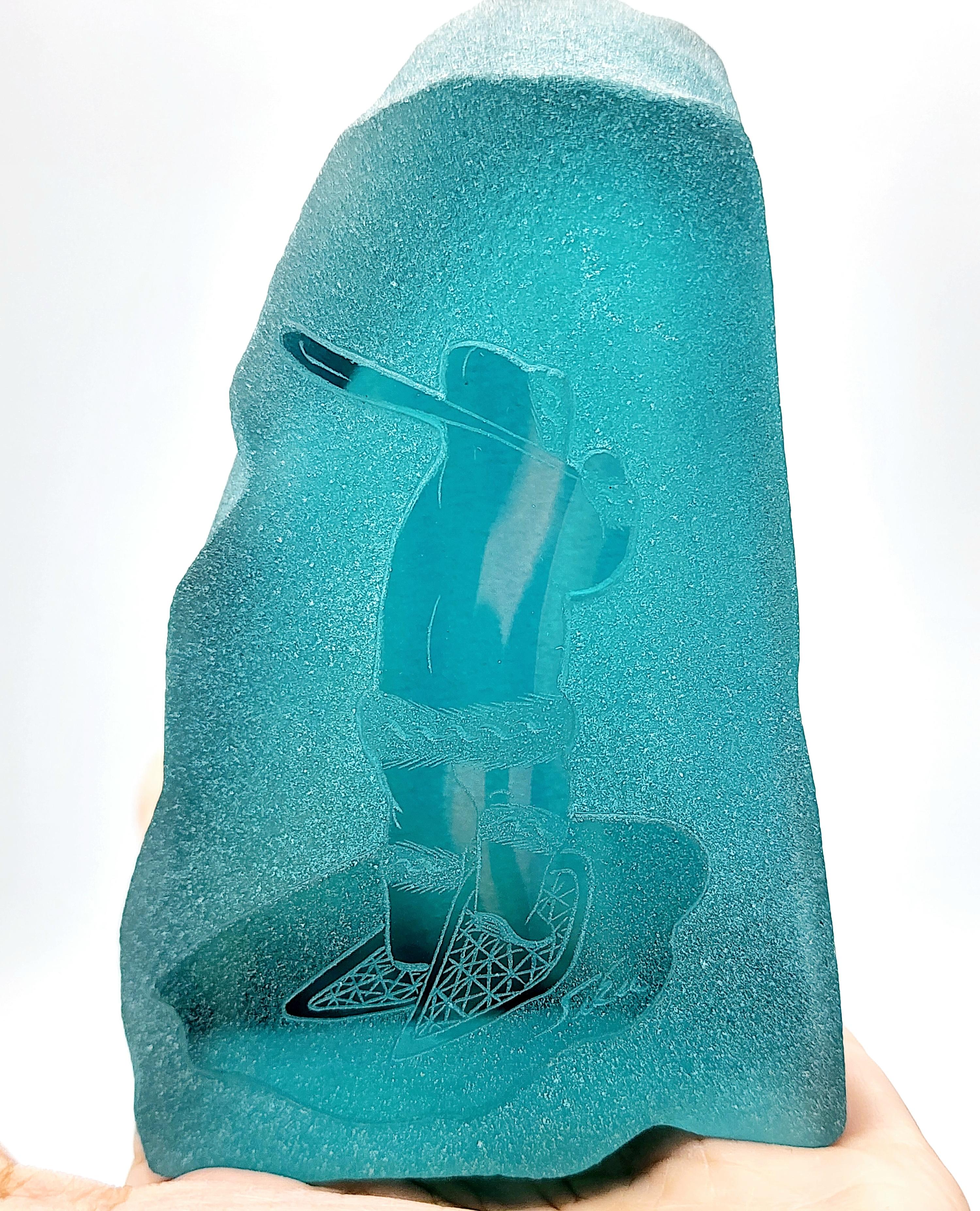 044 Inuit Eskimo Carved Green Glass Canadian Indigenous Art Paperweight ...