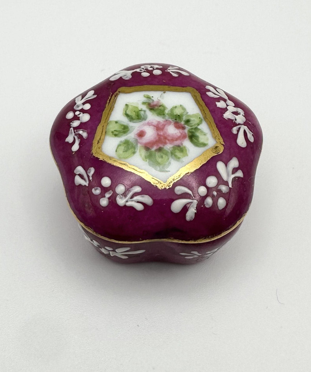 Hand-painted Raspberry Color Trinket Dish