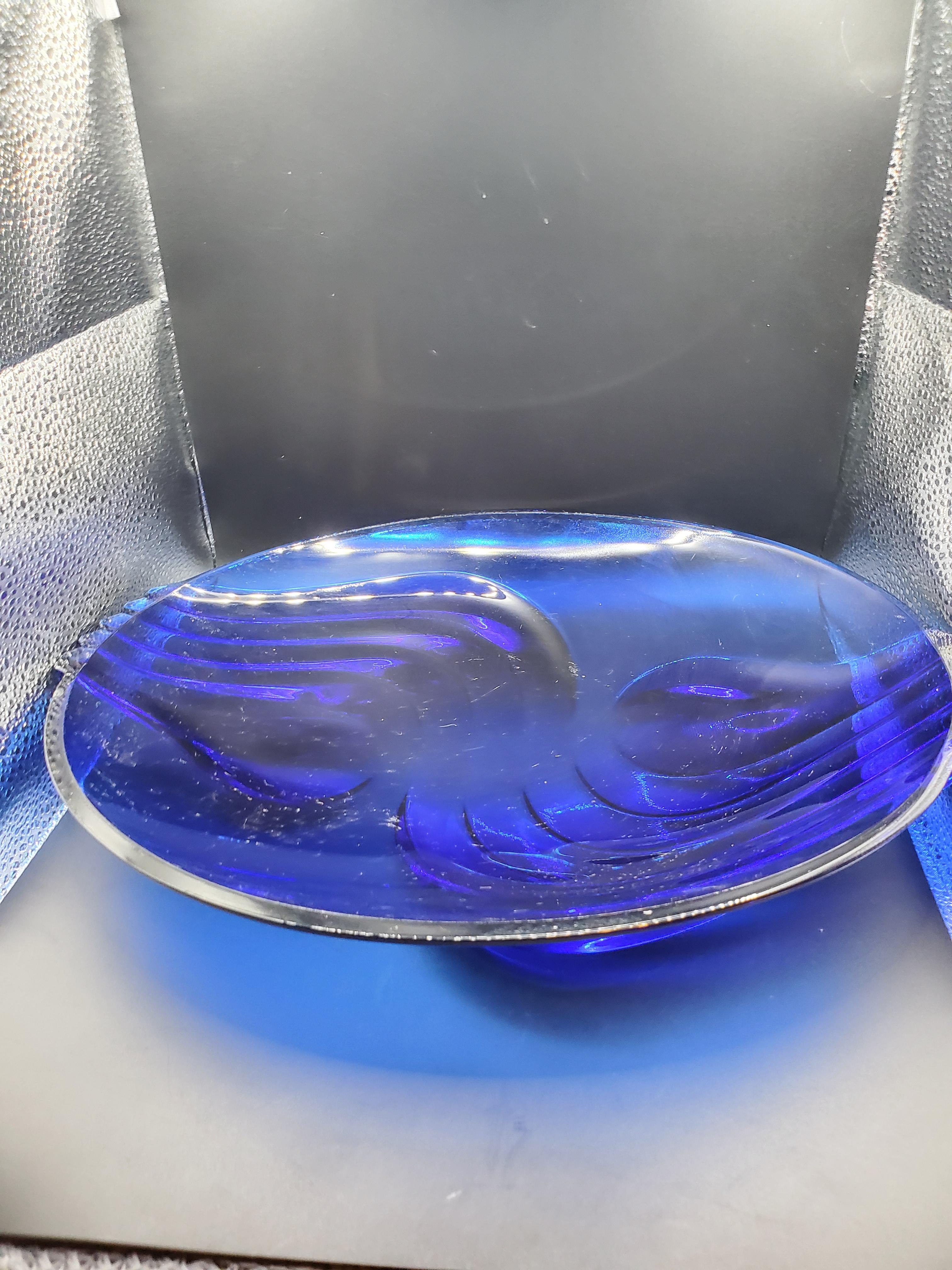 Large Colbalt Blue Art Glass Dish