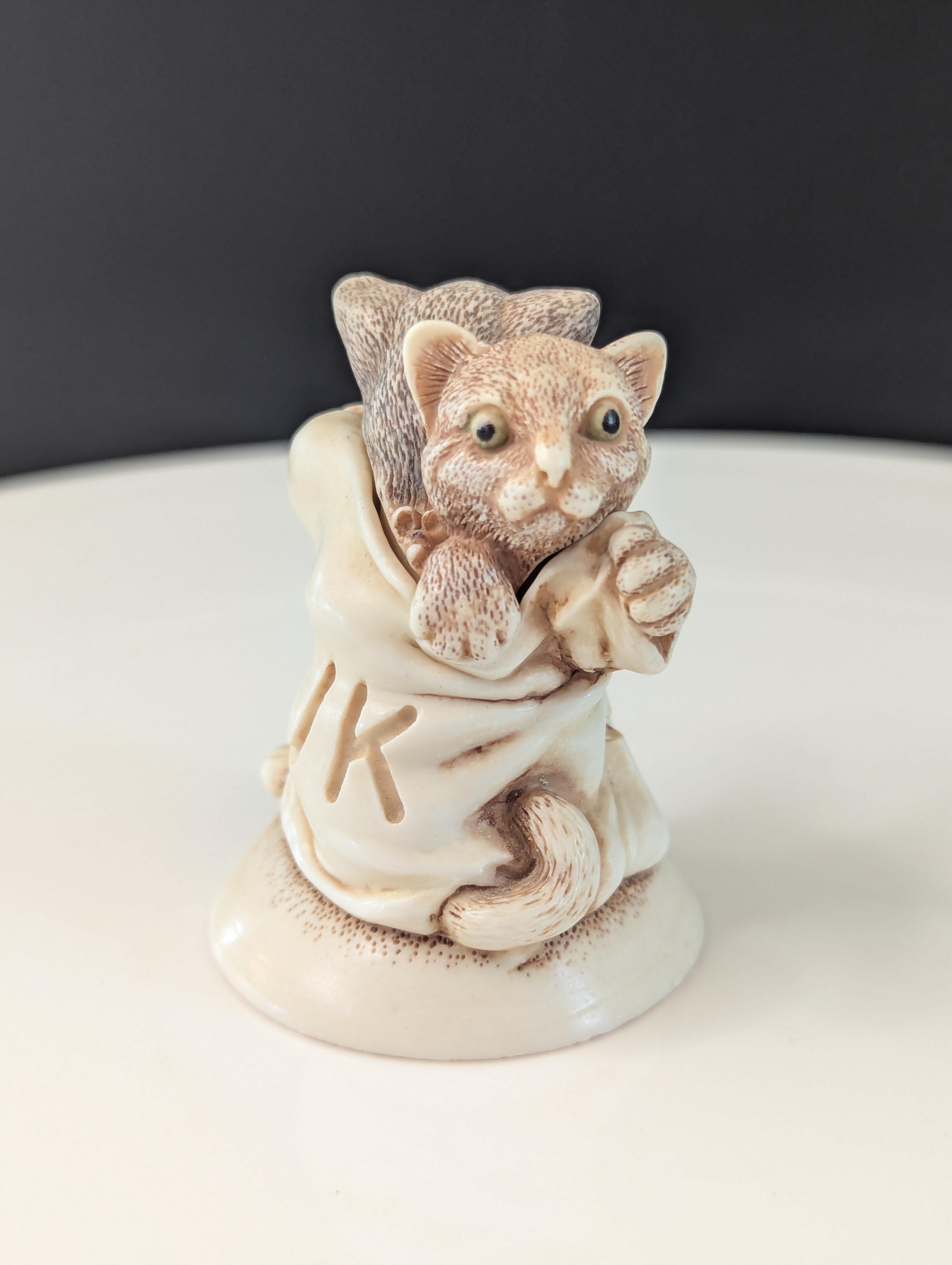 Vintage Harmony Kingdom Ceramic Cat in Sack Figurine, Adorable Home ...