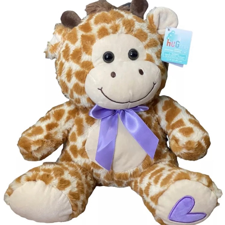 Hug Me Giraffe Plush Cute Jungle Stuffed Animal with Heart on Foot Baby ...