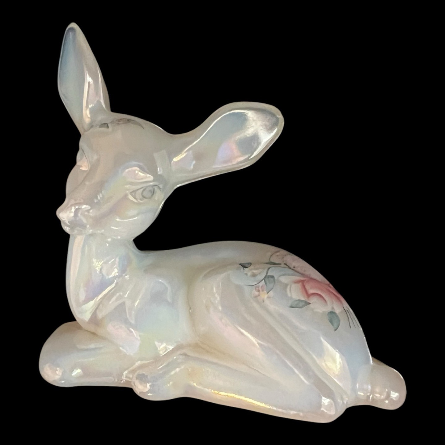 Fenton Glass Pearlized Hand Painted Deer Figurine 4”