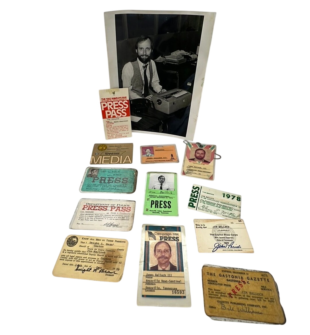 11: 1970s & 1980s Press Passes + Photo of Reporter