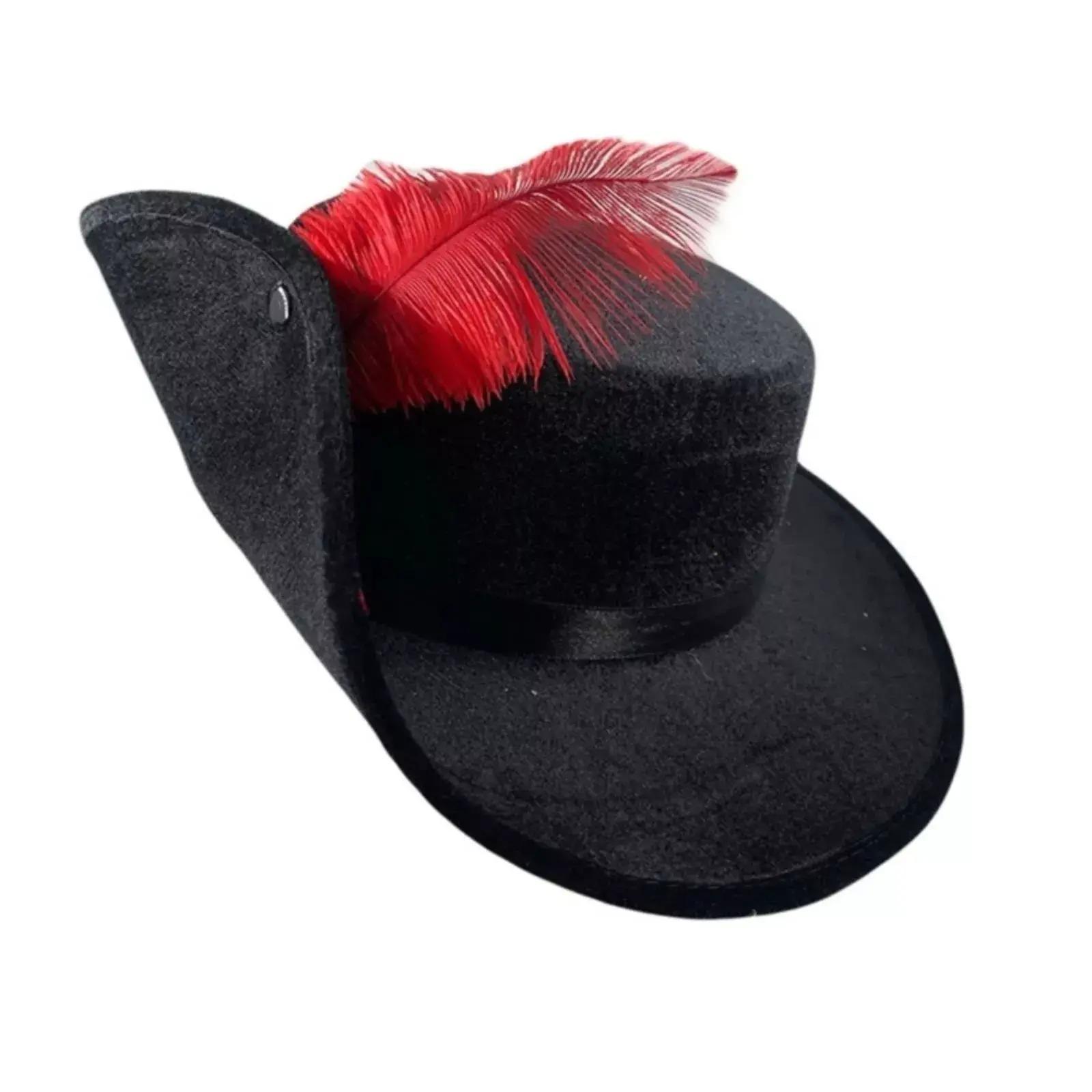 Adult Musketeer Hat Classic 1920s Manhattan Wide Brim Black Hat+ Red ...