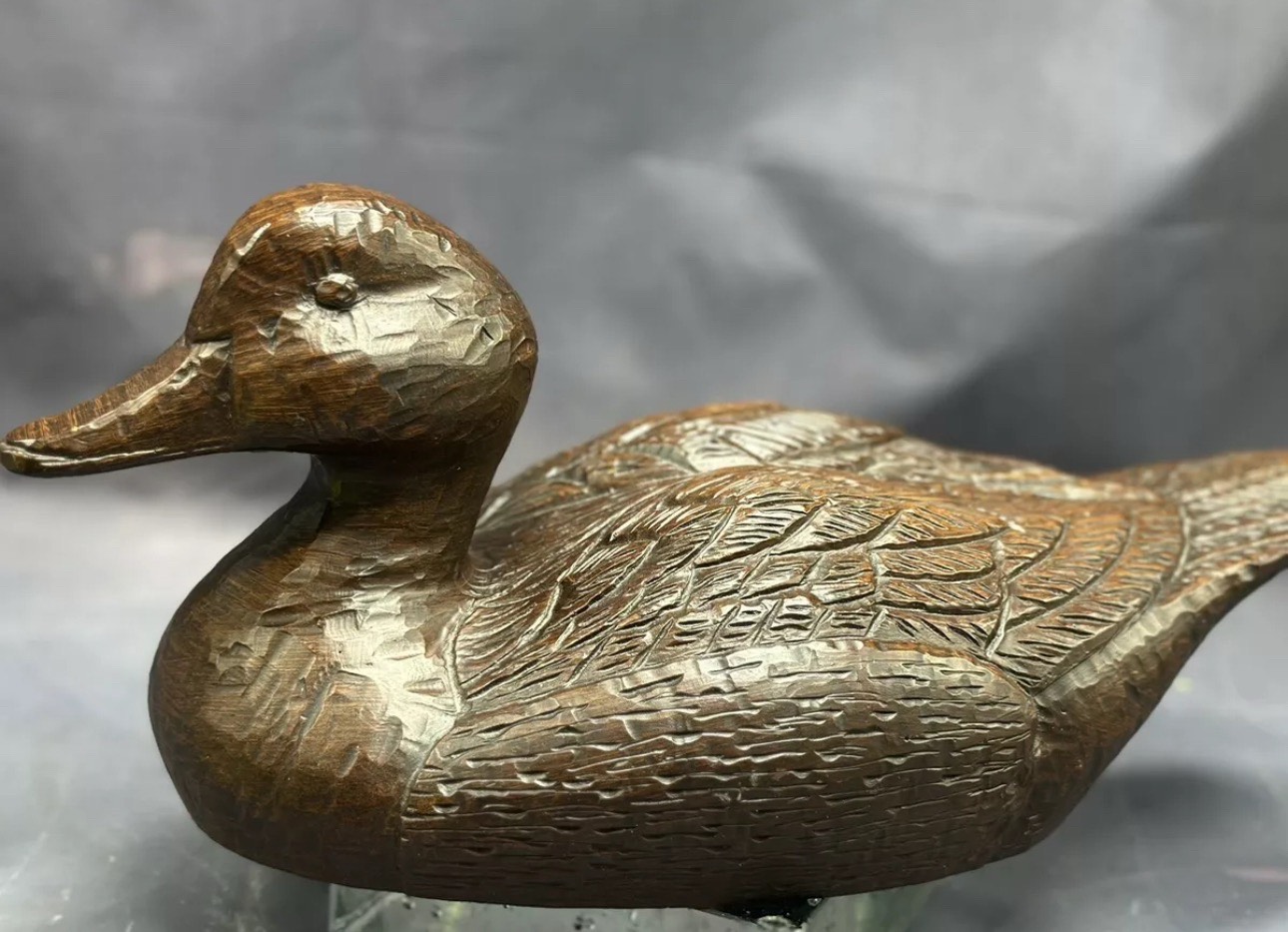 Vintage Red Mill Mallard Duck Crushed Pecan Resin Sculpture Amazing