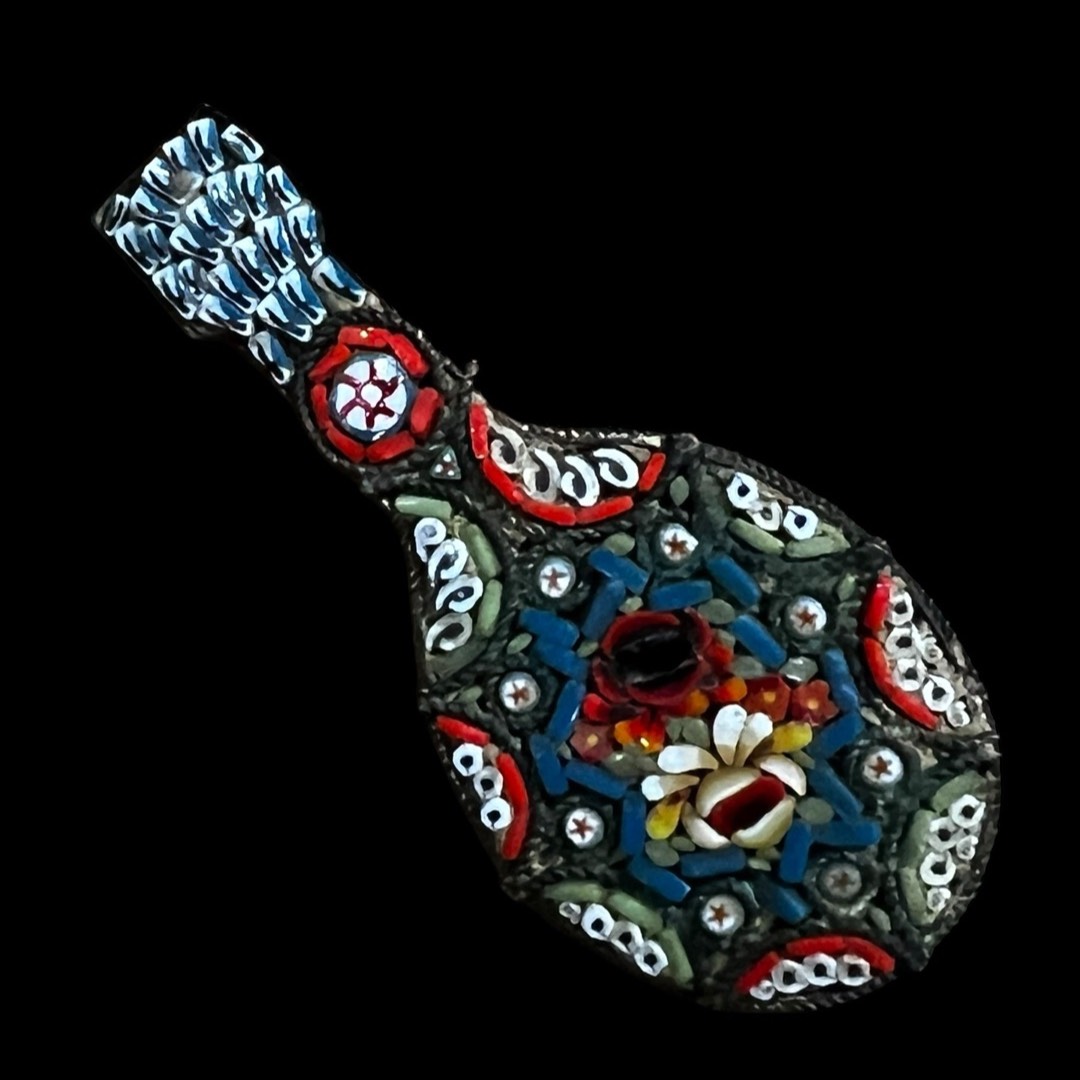 Micro Mosaic Mandolin Brooch Pin
