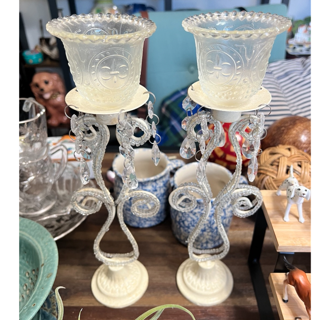 Metal Beaded Fancy Candle Holders