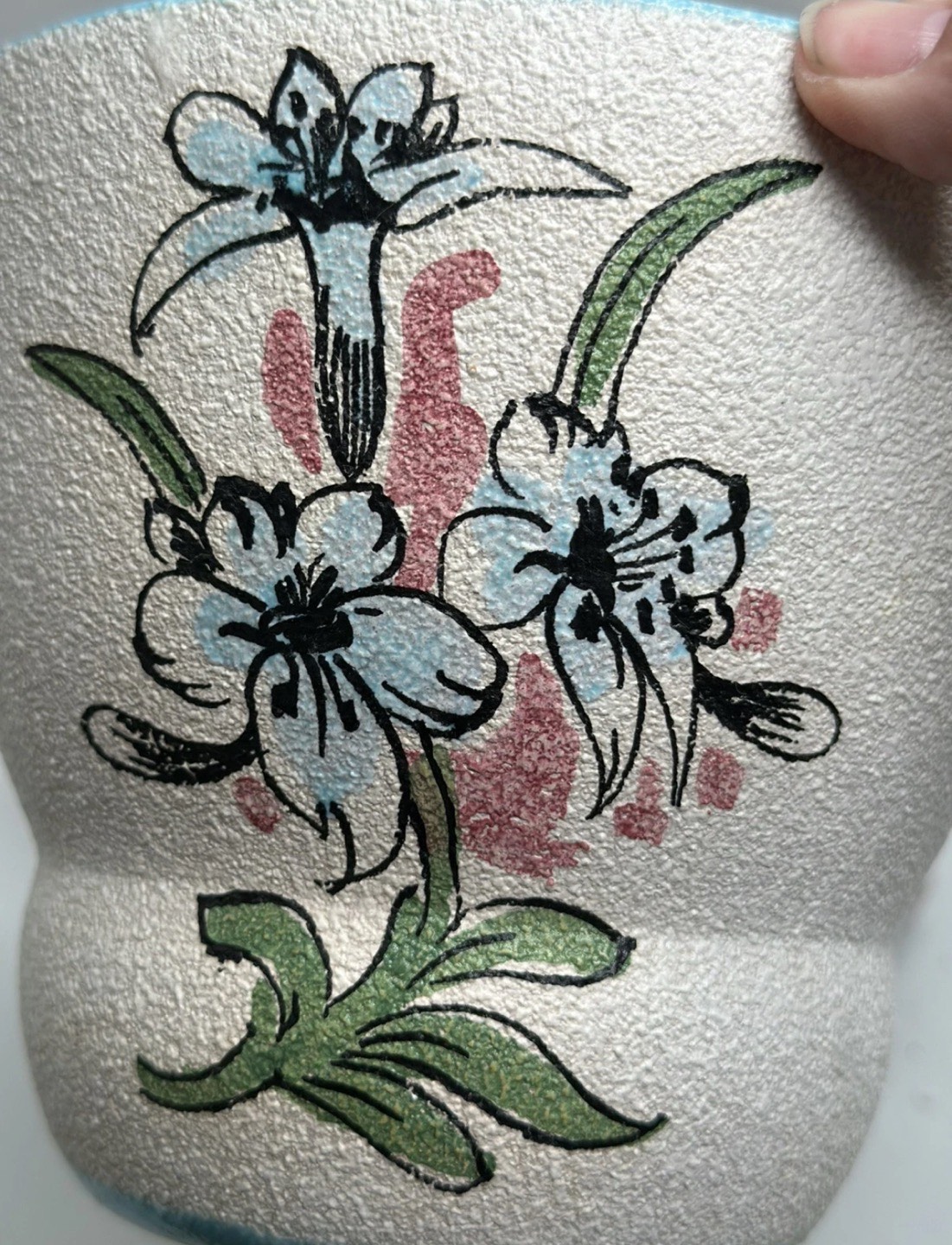 Italian Floral Design Planter Indoor / Outdoor Texture Signed Italy