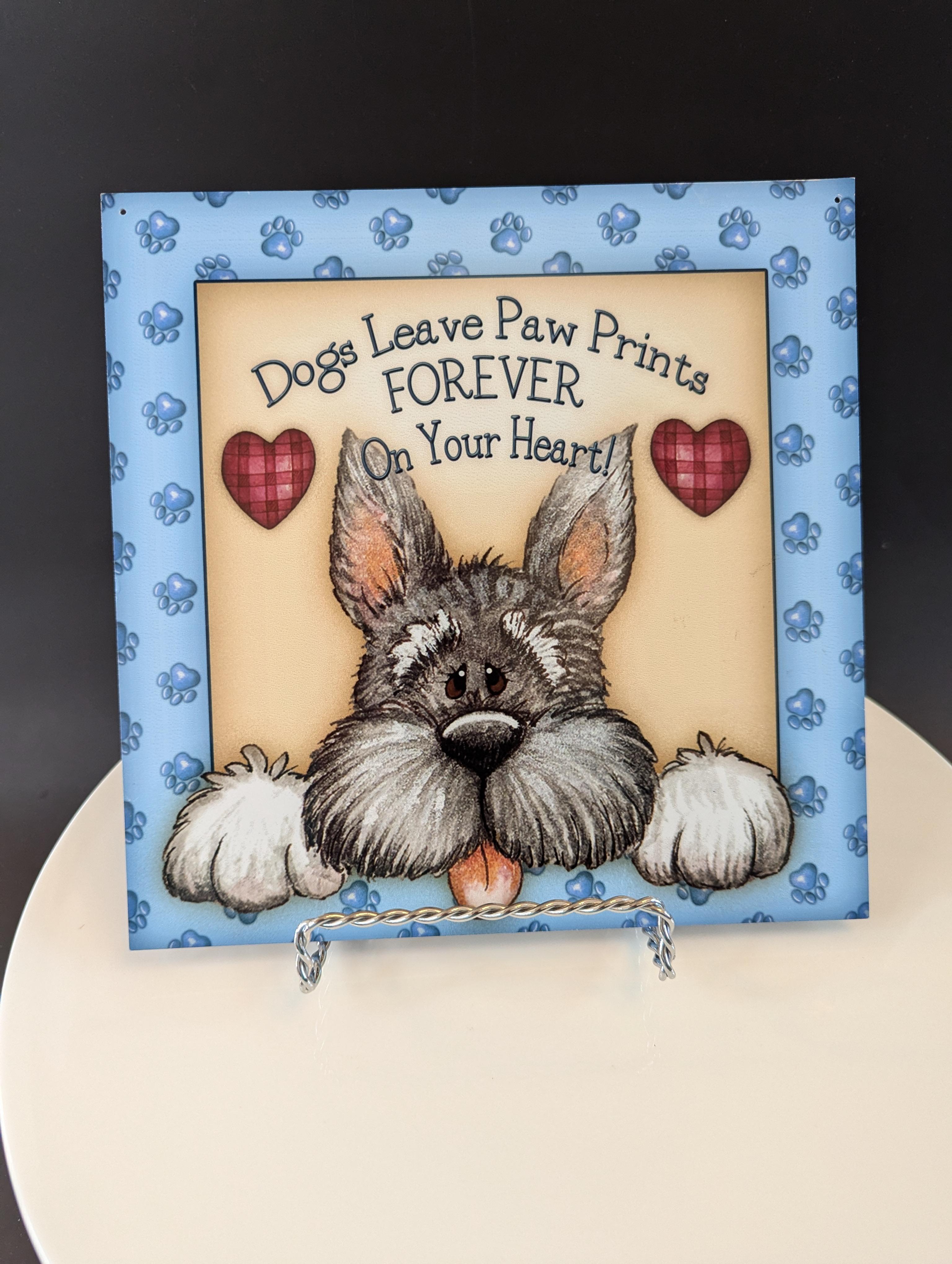 Dog Leave Paw Prints Forever Plaque, Heartwarming Pet Decor