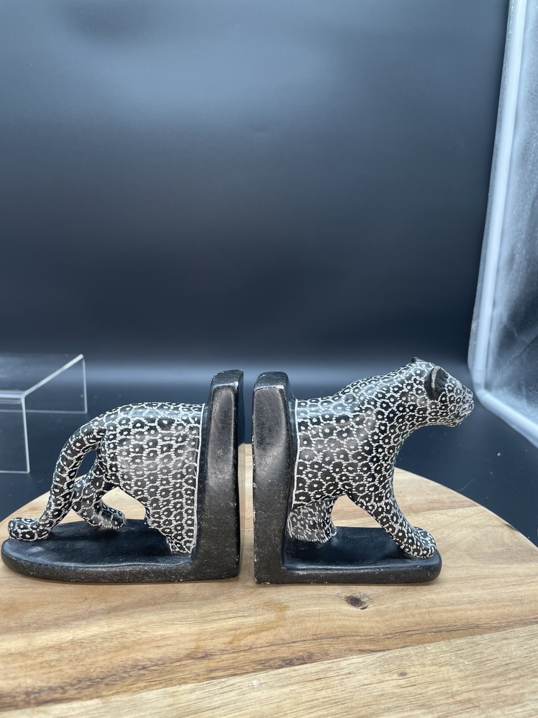 Stone Leopard Book Ends