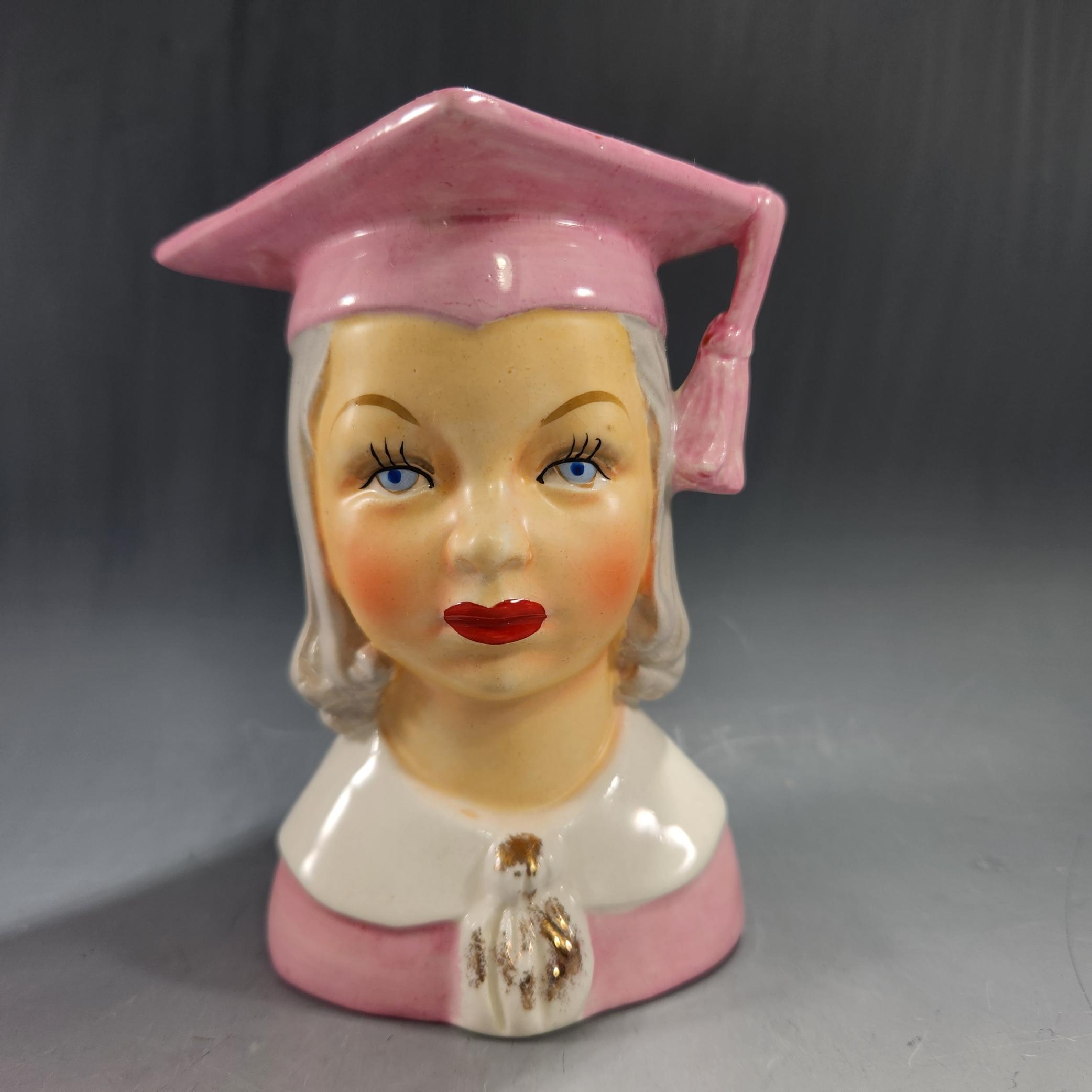 Shafford Graduate in Pink Head Vase Teenage Girl Blonde Lady Planter ...