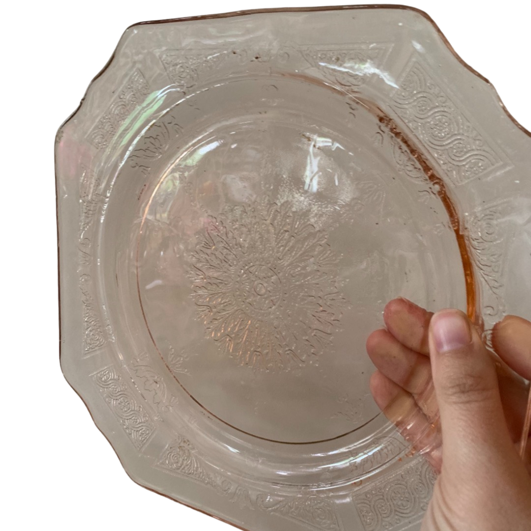 Pink Depression Glass Plate - Princess Pattern