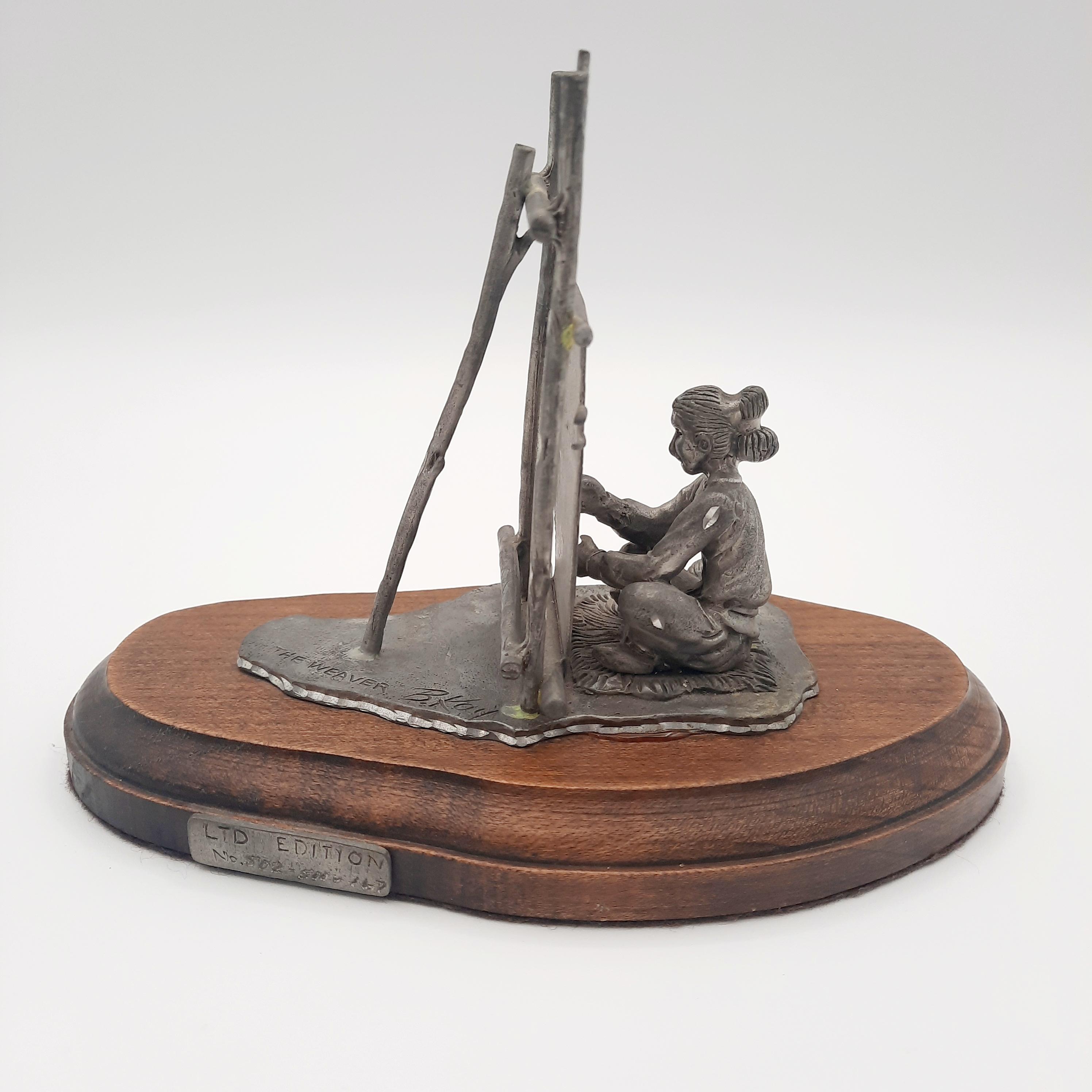 Native American Pewter Sculpture Figurine on Wood Base "The Weaver ...