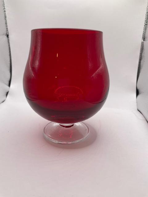 Ruby Red Cognac Brandy Snifter Clear base 4.5 in.