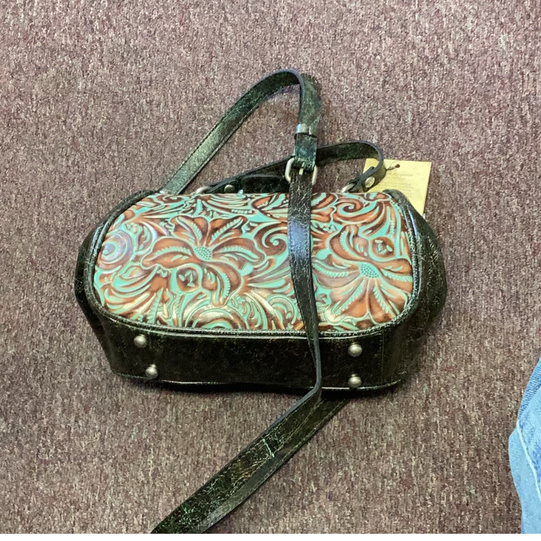 Patricia Nash Turquoise Tooled Leather X Body/ Handbag