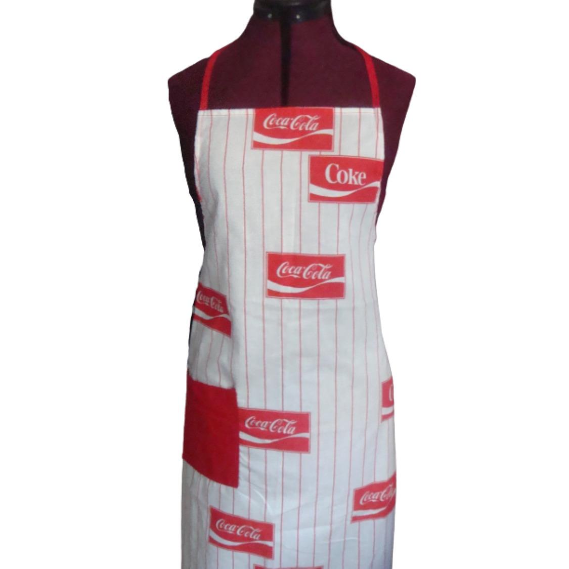 COKE COCA COLA Logo Red Pin Stripe Apron