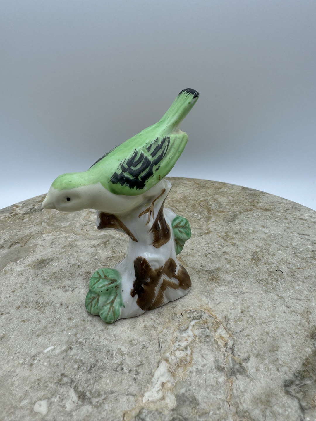 Vintage Green Ceramic Bird Figurine Marked Japan