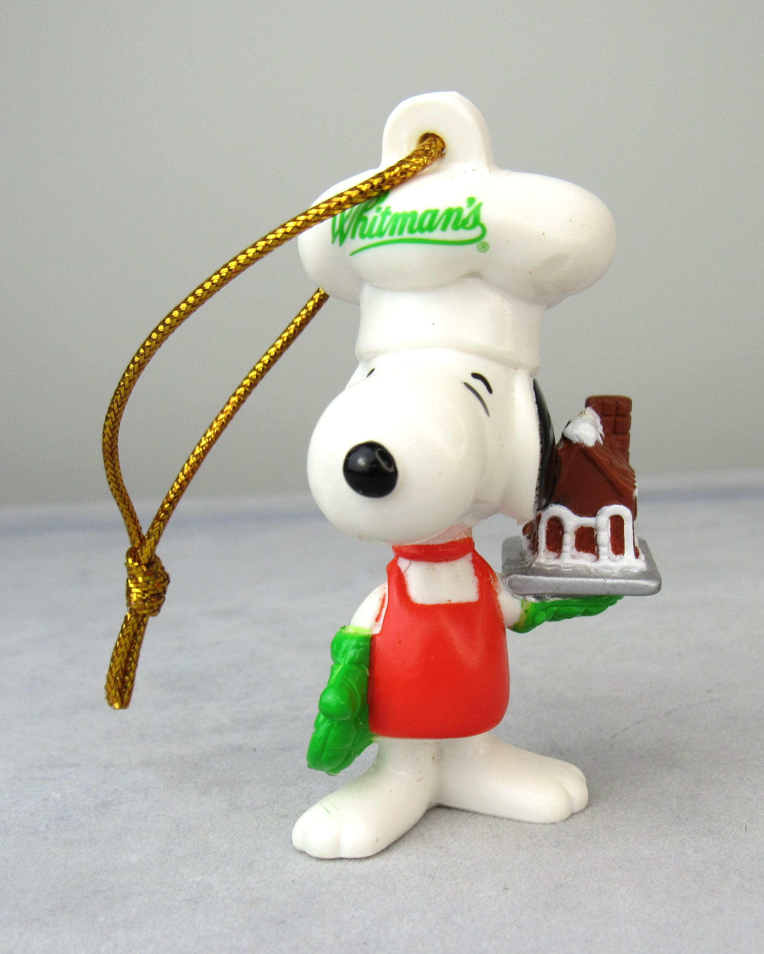Whitmans Snoopy Baker PVC Christmas Ornament With Gingerbread House Vintage EUC
