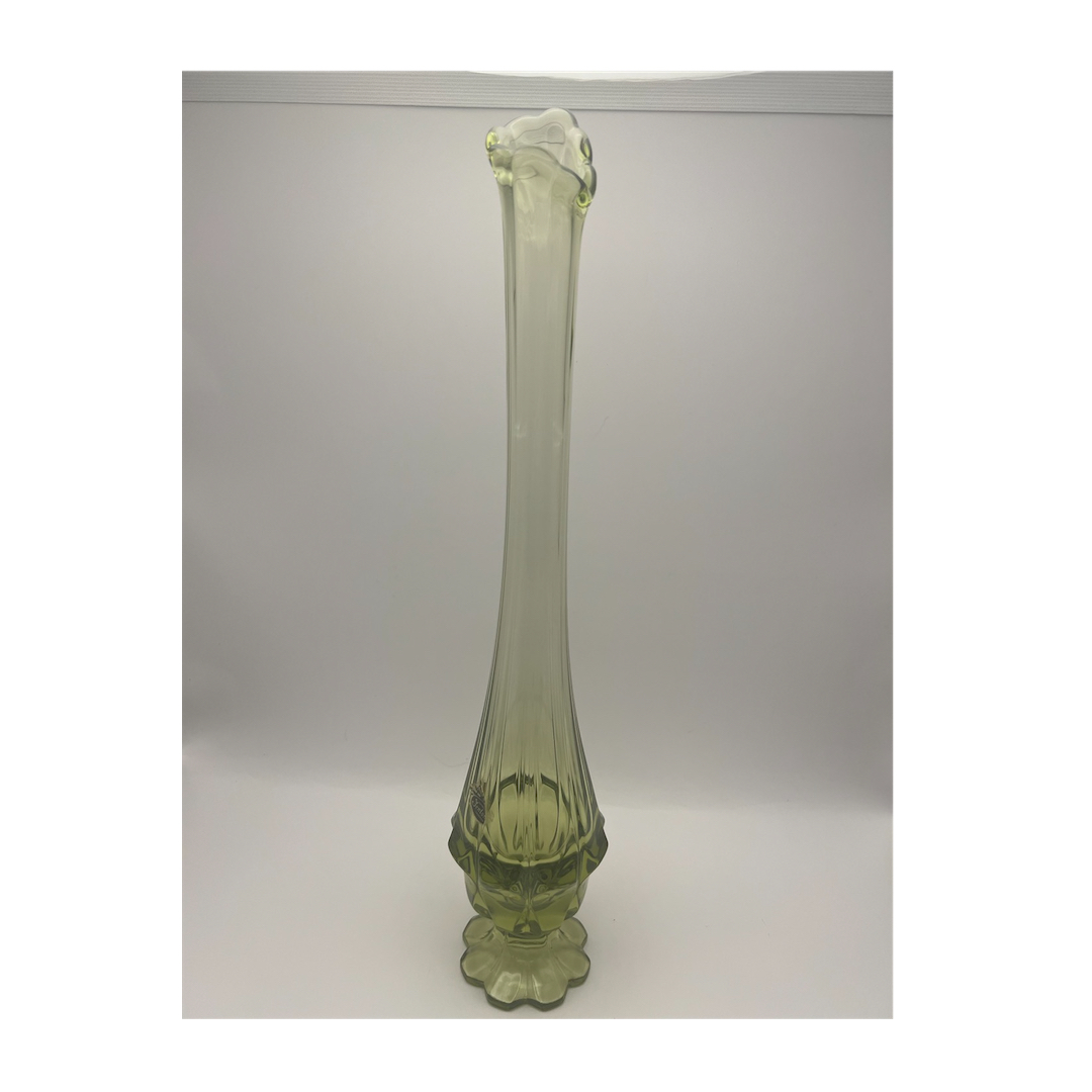 Valencia Pattern Green 6 Petal Swung Vase, 15” Tall