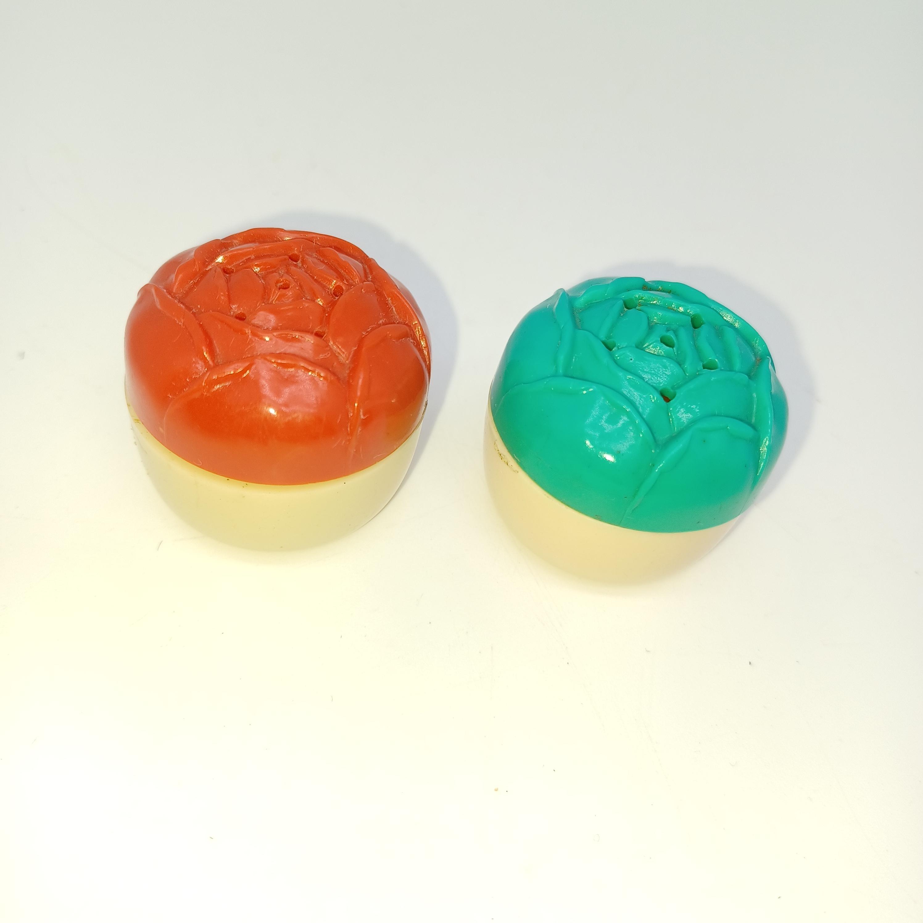 Vtg 1950's Hard Plastic (Celluloid) Red Green Miniature Cabbage Rose ...