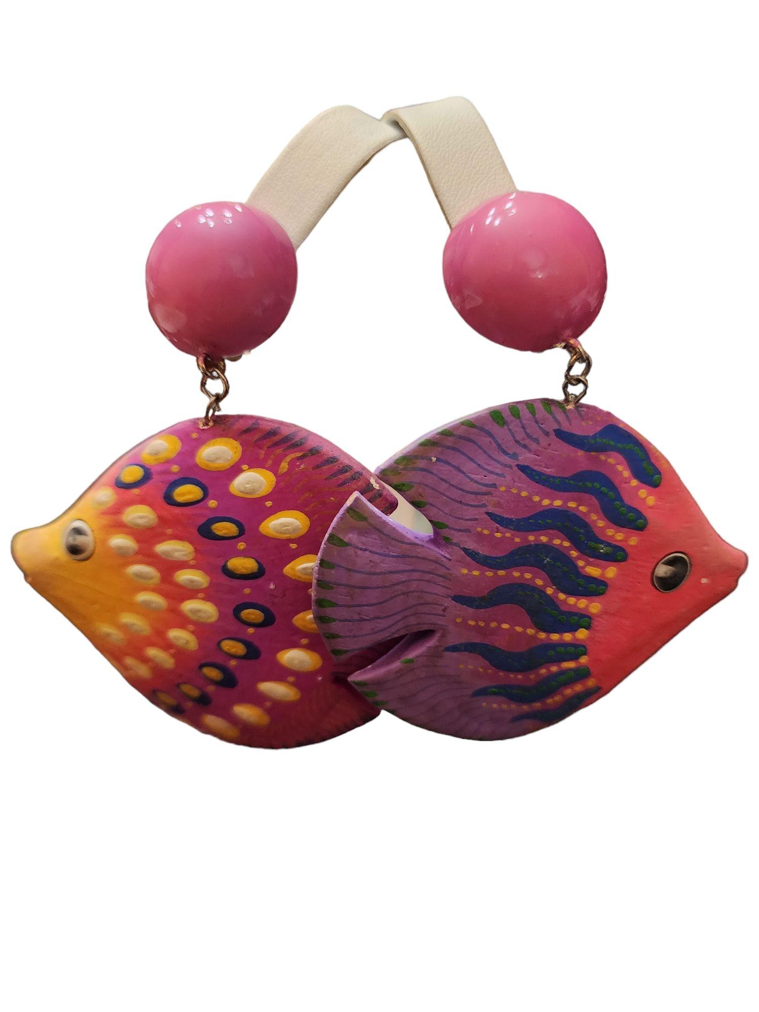 Vintage 80s Unique Balsa Wood Painted Fish - They are 2 different ones!