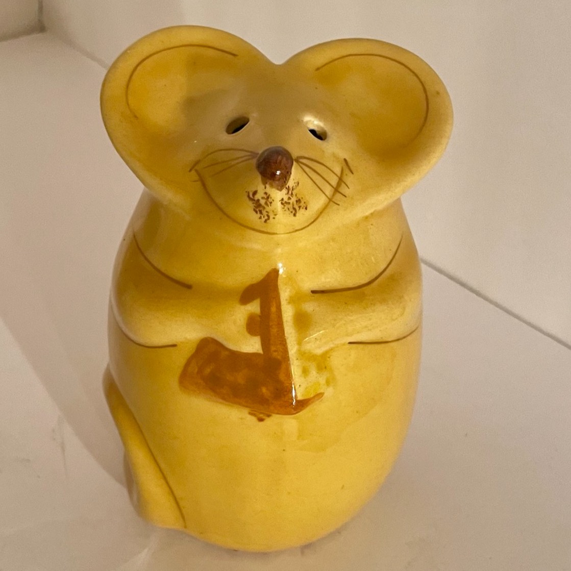 Vintage Gustin Mouse Garlic Parmesan 5" Cheese Shaker ceramic