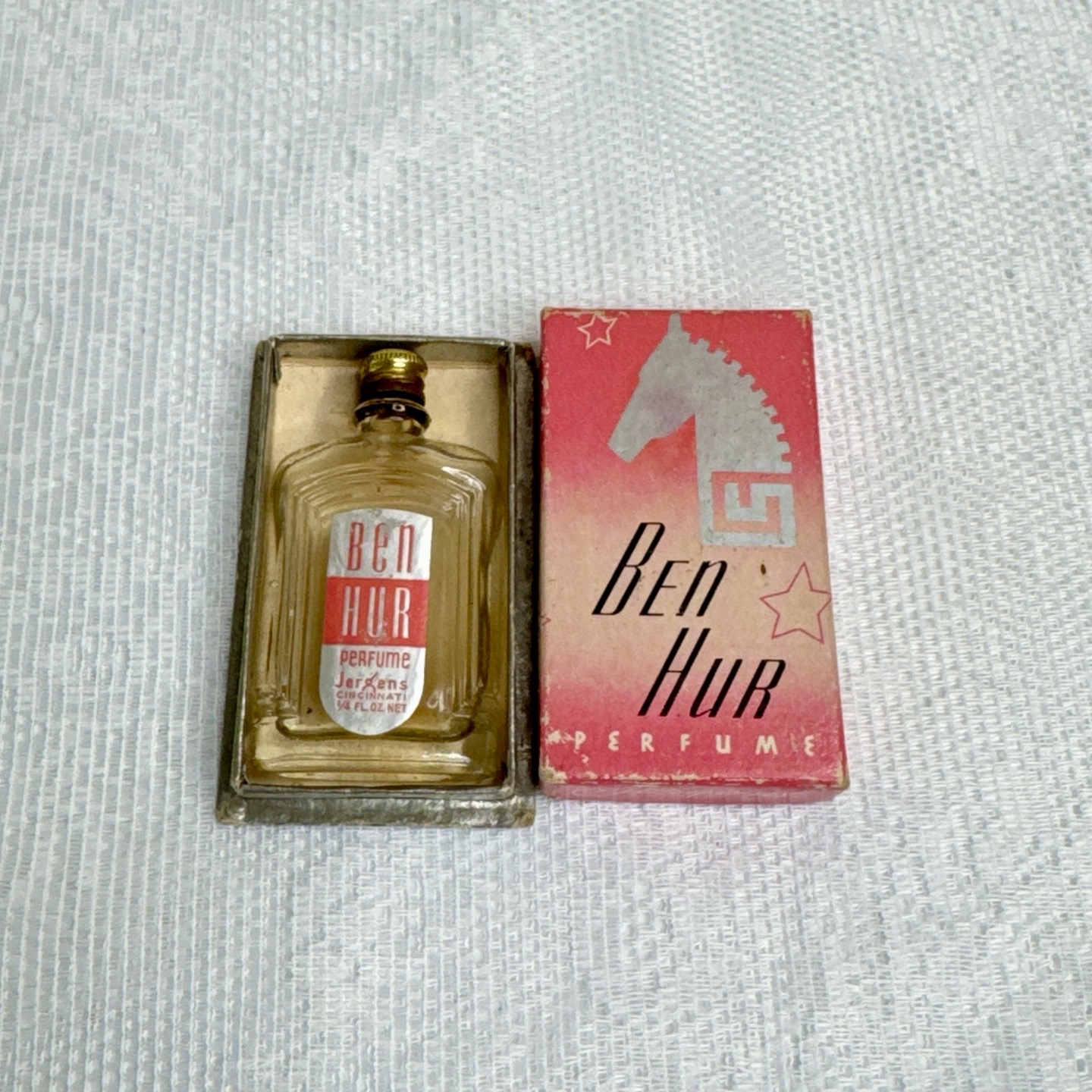Vintage Ben Hur Perfume Bottle In Pink Horse Head Box RARE