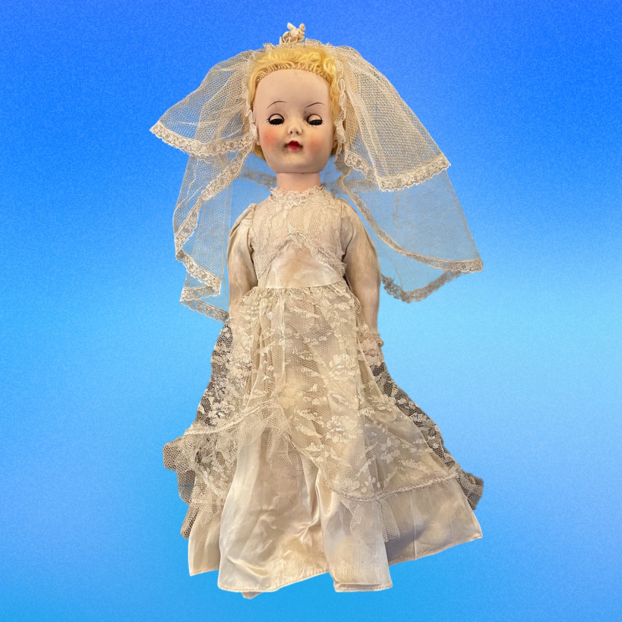 Vintage Creepy Bride Doll w Stockings Veil Shoes Ring 1950s Era 20 ...