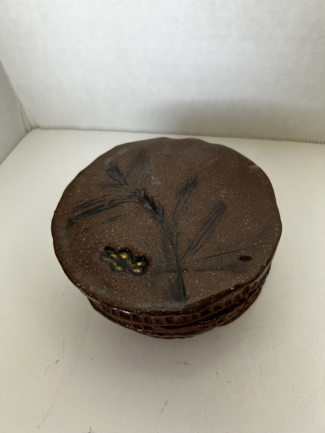 Studio Pottery Set Of 4 Imprint Coasters