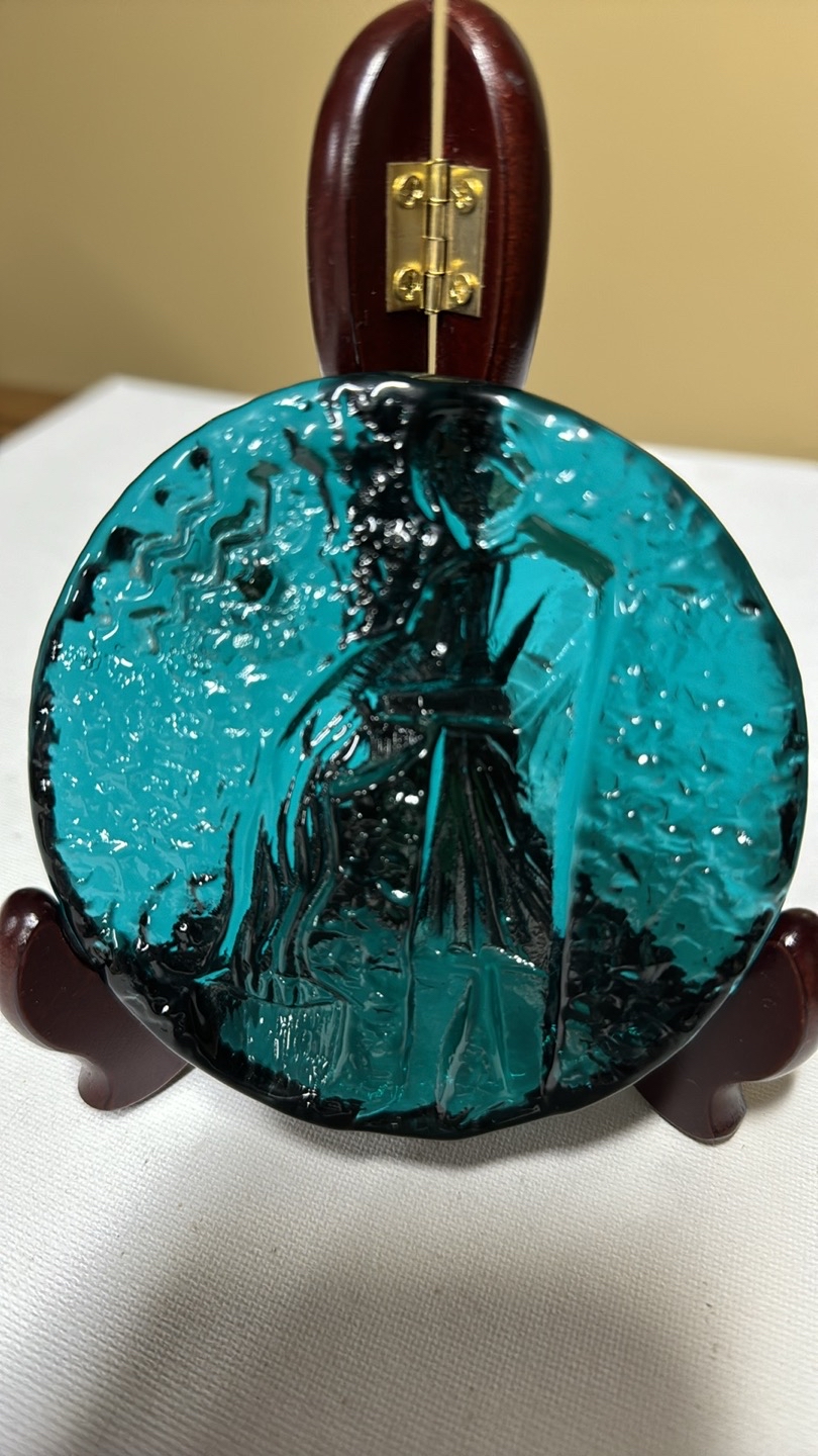 BLENKO Glass Handcrafted Zodiac Series Aqua Aquarius Water Bearer ...
