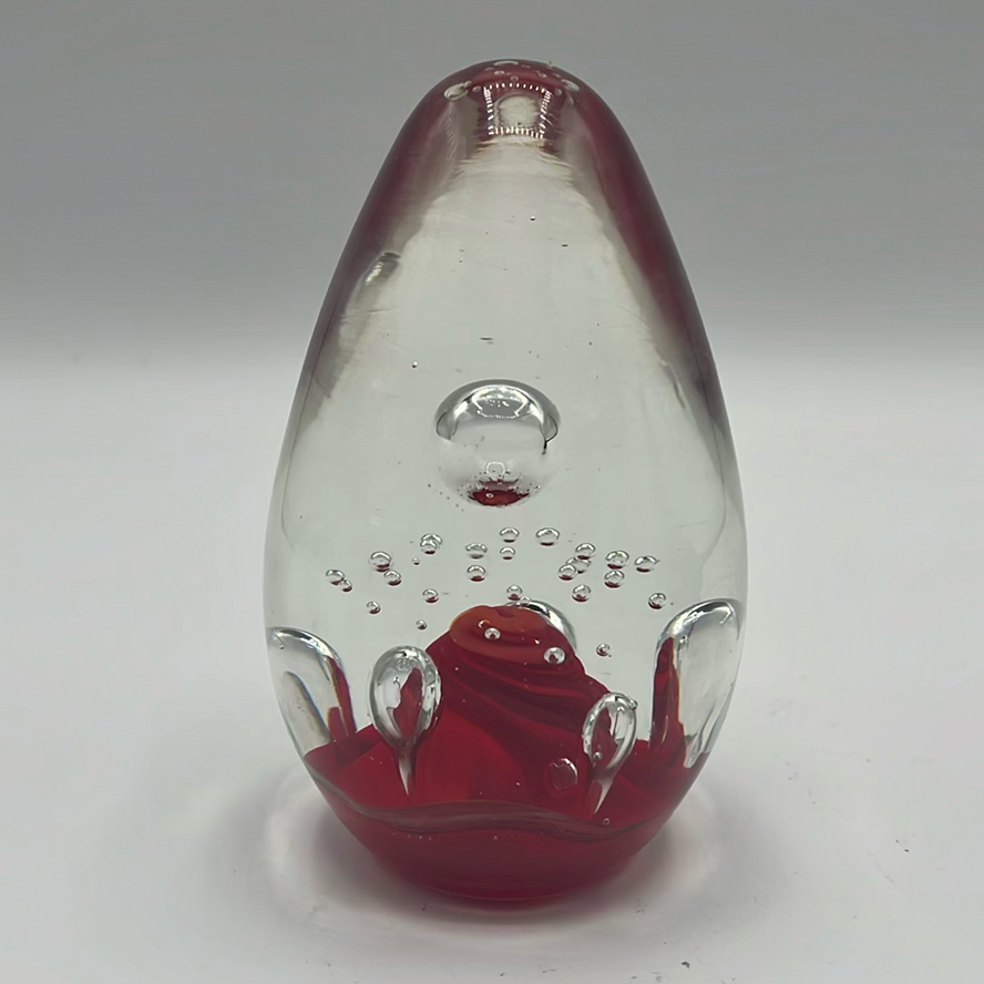 Red Volcano Swirl Controlled Bubbles Paperweight Internal Crack?