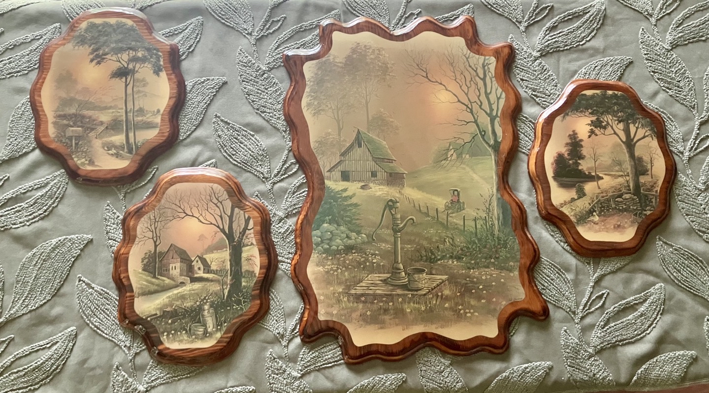 Vtg Wood Shellac Wall Art Rural Farm House Wildflower Field Rustic Hand ...