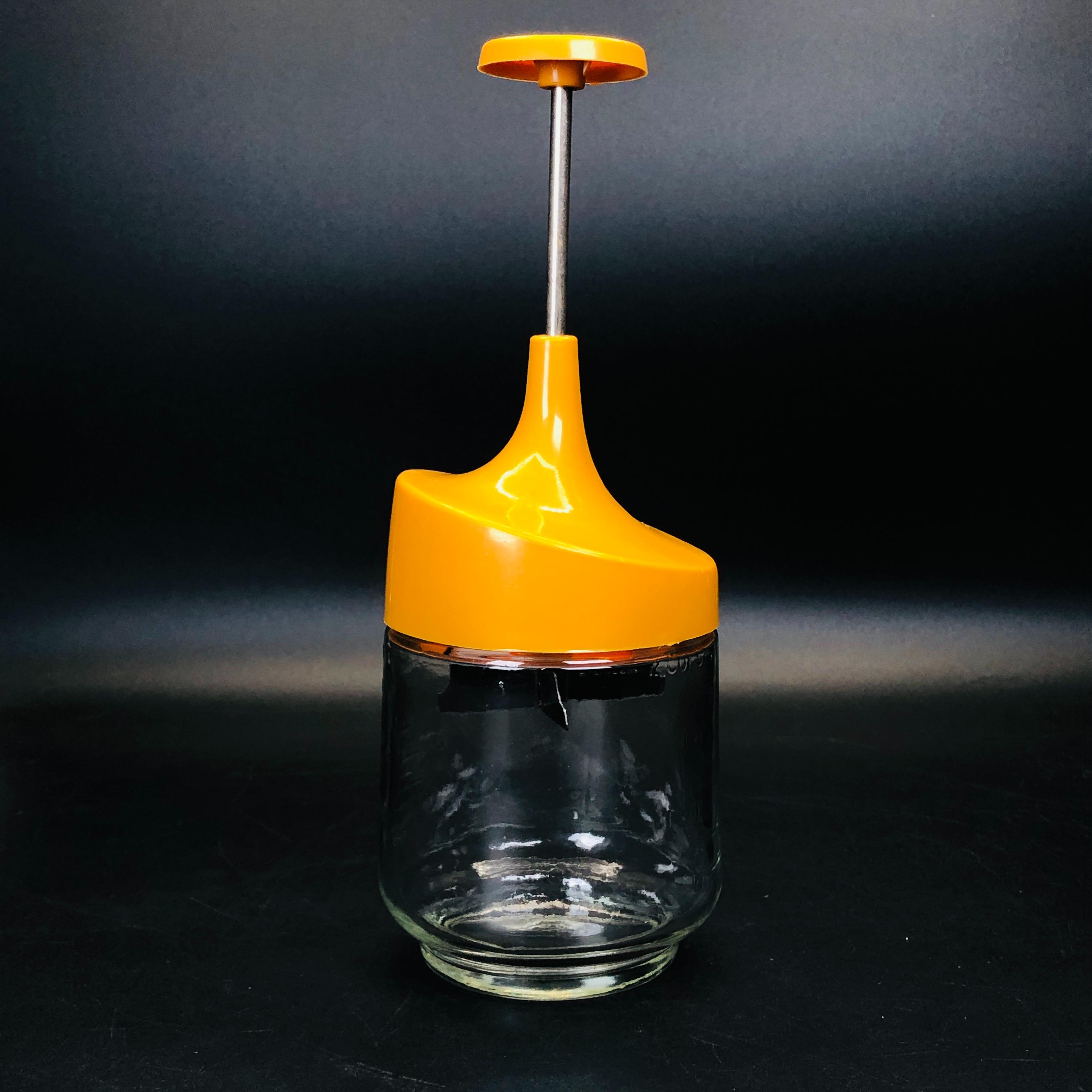 70s GEMCO Dijon Mustard Yellow Food Nut Chopper Glass Jar Manual Dicer ...