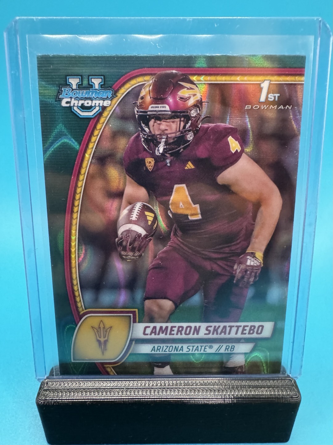 Cameron Skattebo 1st Bowman Chrome U Teal Lava Refractor Arizona State ...