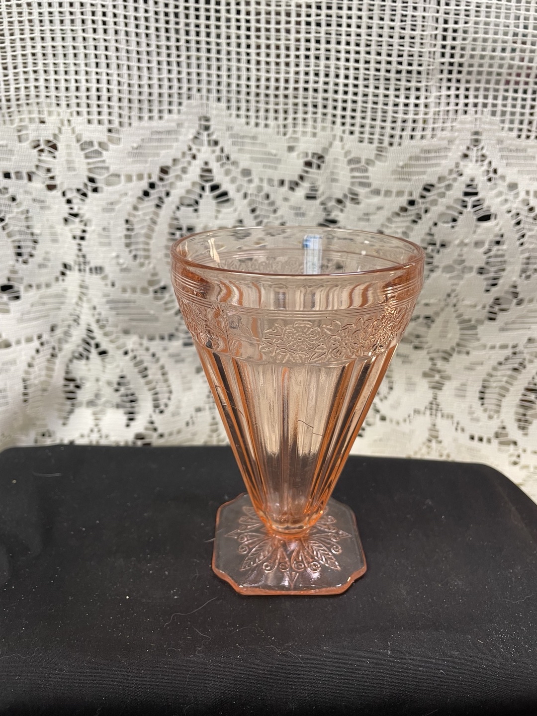 JEANNETTE GLASS CO. ADAM PINK 4-1/2" TALL FOOTED