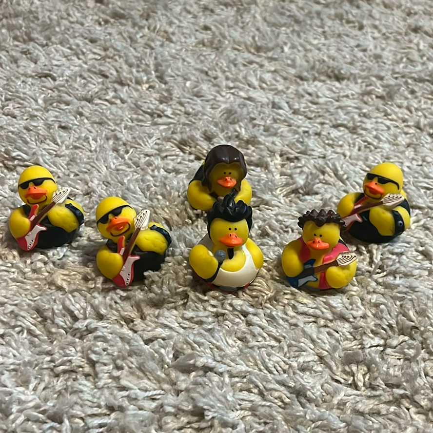 Set Of 6 “Cool Ducks” Band Rubber Duckies